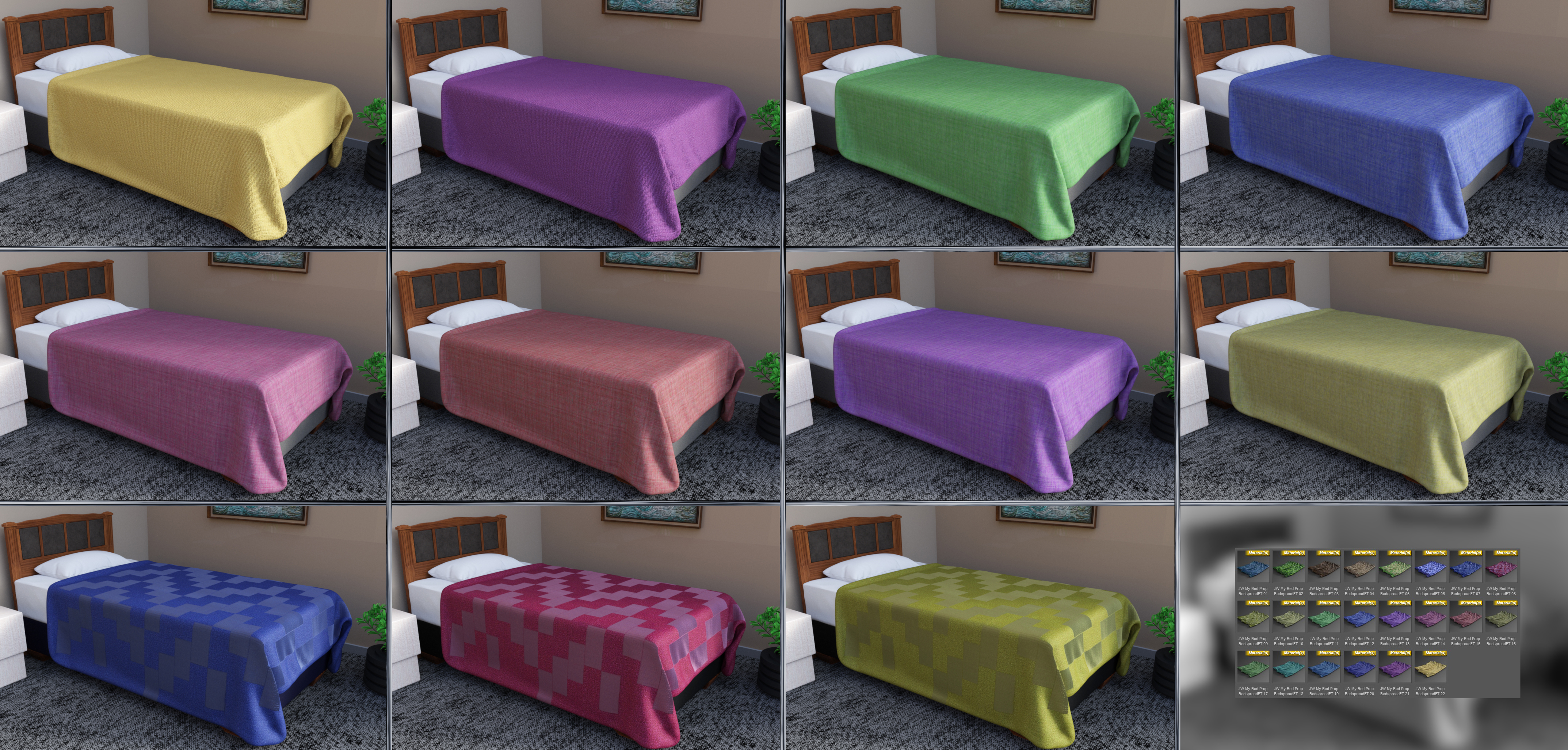 JW My Bed Props Extra Textures | Daz 3D