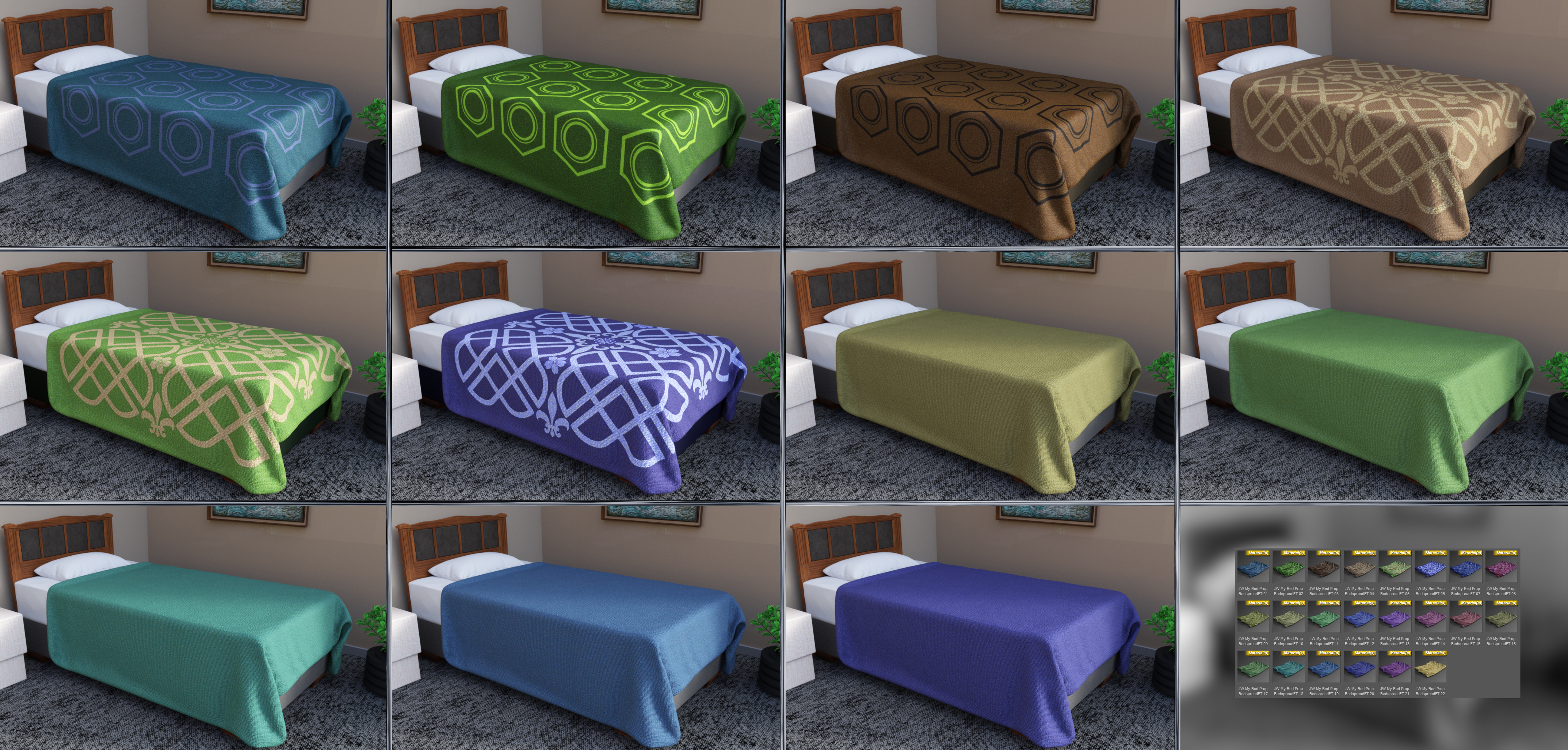 JW My Bed Props Extra Textures | Daz 3D