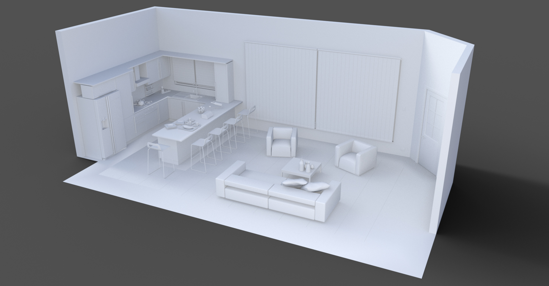 Green Kitchen Apartment | Daz 3D
