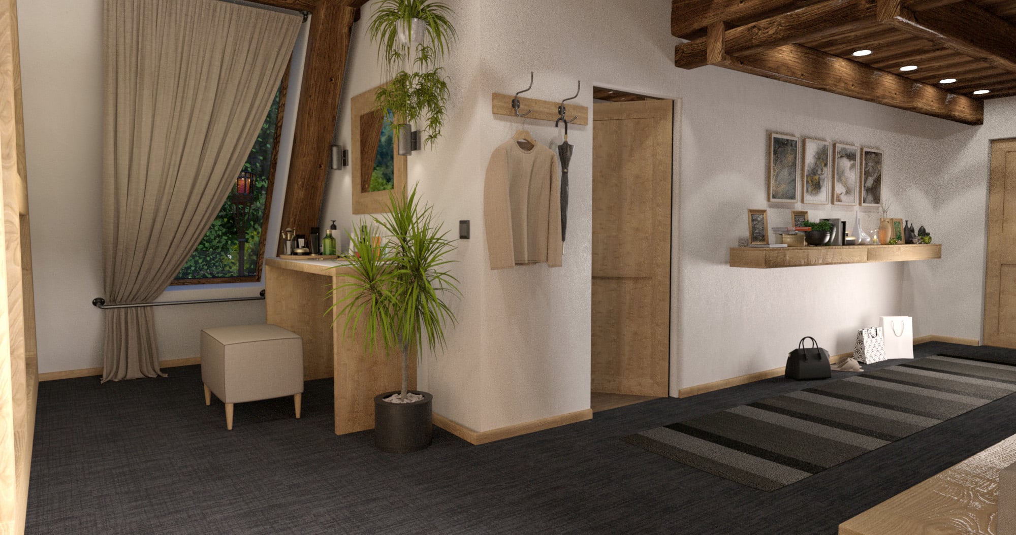 Scandinavian Style A-Frame House AddOn: Bedroom and Bathroom | Daz 3D