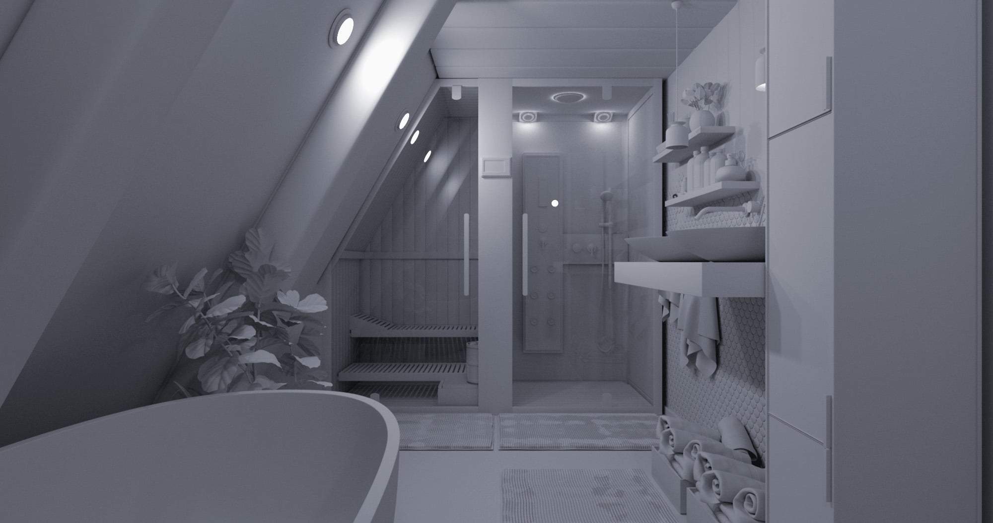 Scandinavian Style A-Frame House AddOn: Bedroom and Bathroom | Daz 3D