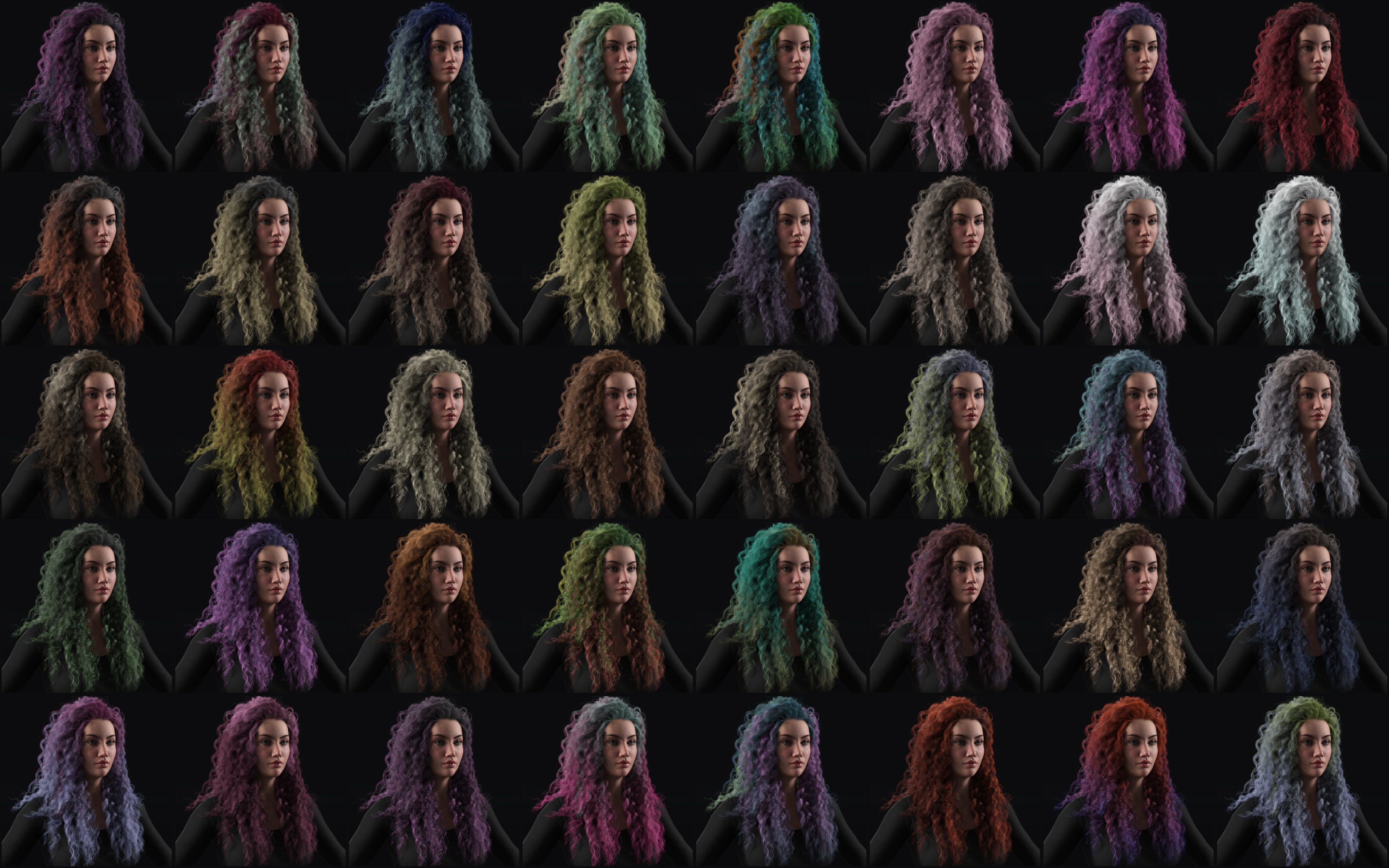 Flipped Curls Hair Color Expansion | Daz 3D