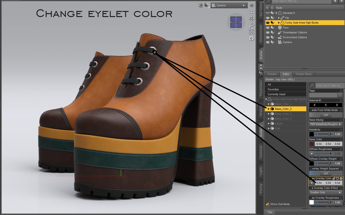 Funky Sole Platform Oxfords for Genesis 9, 8 and 8.1 Female | Daz 3D