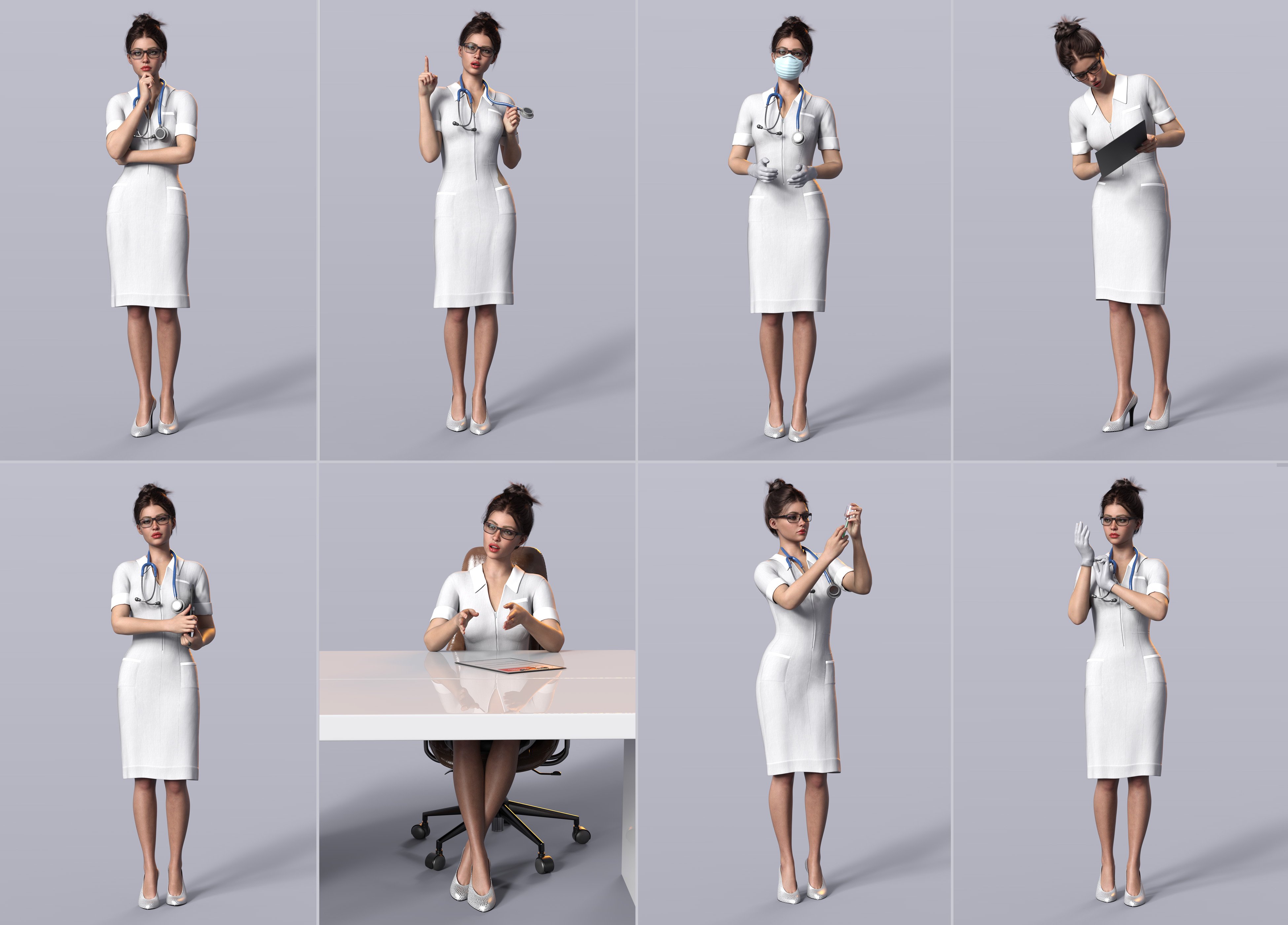 Z Professions Doctor Pose Mega Set for Genesis 9 and 8 Female | Daz 3D