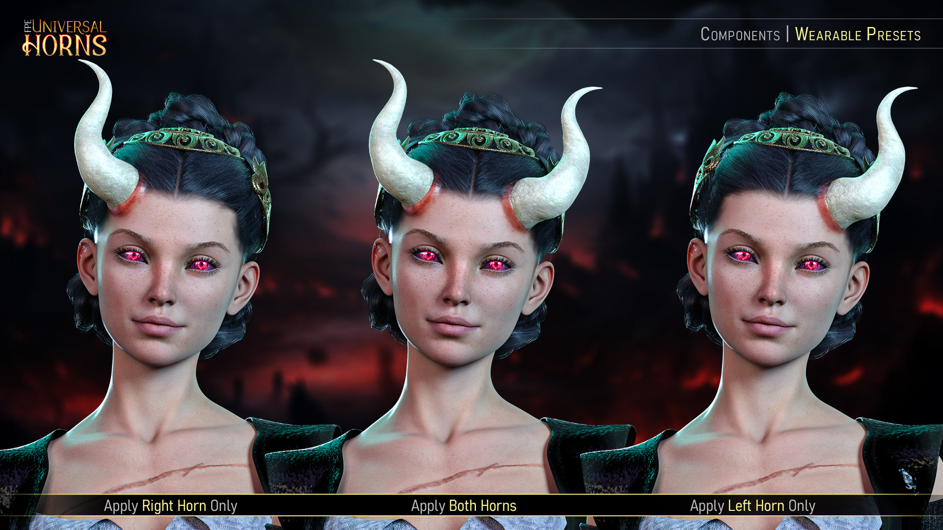 FPE Universal Horns for Genesis 8.1 Female | Daz 3D