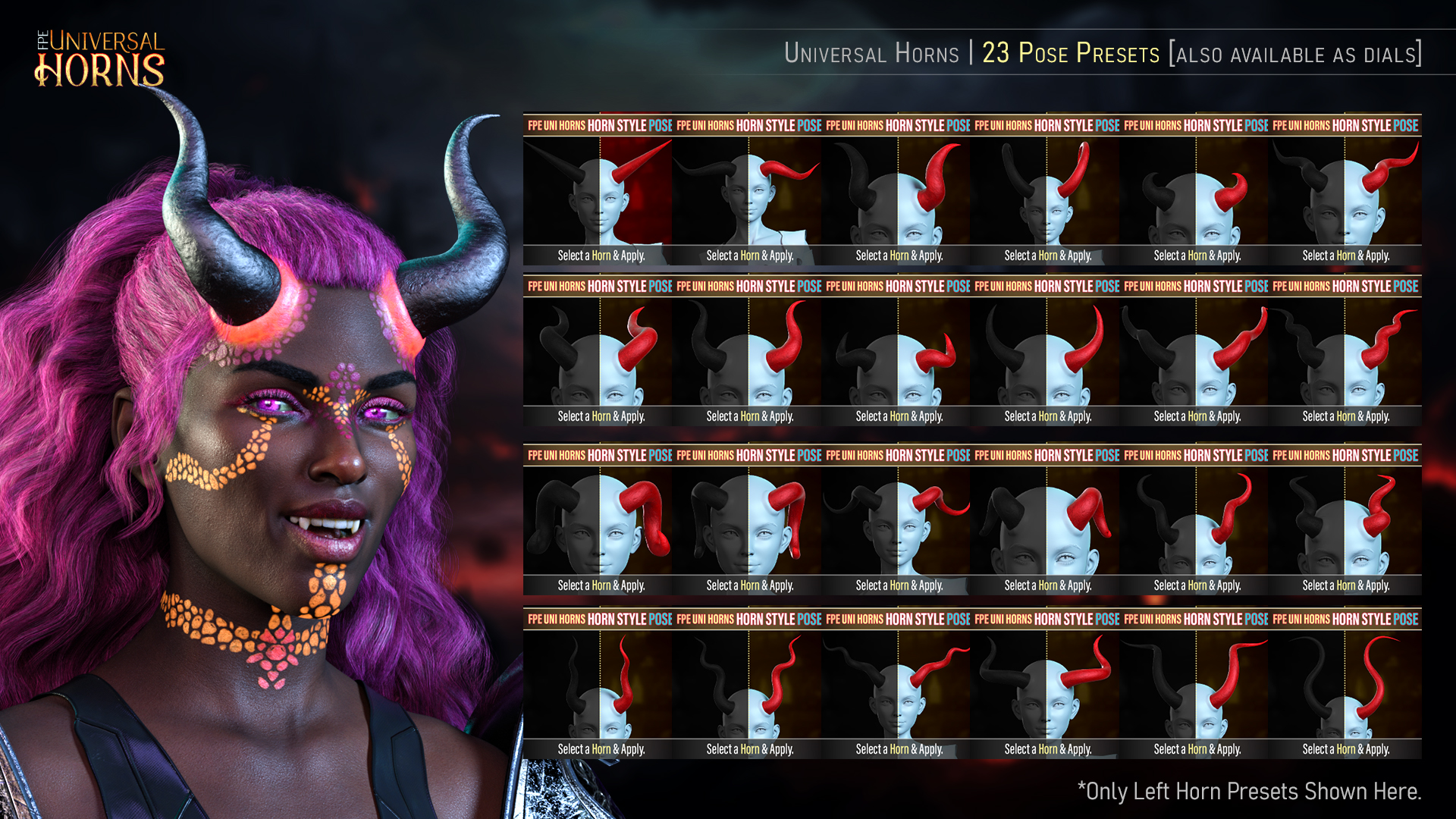 FPE Universal Horns for Genesis 8.1 Female | Daz 3D
