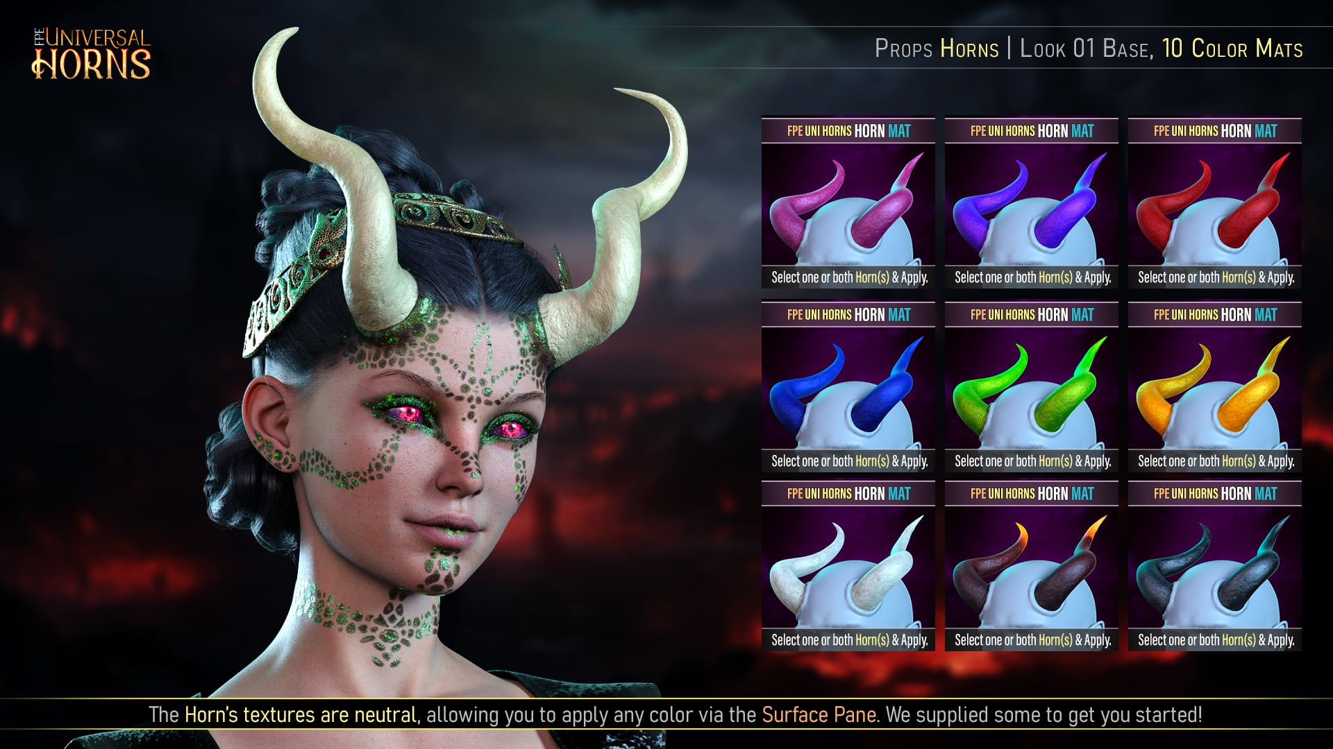 FPE Universal Horns for Genesis 8.1 Female | Daz 3D