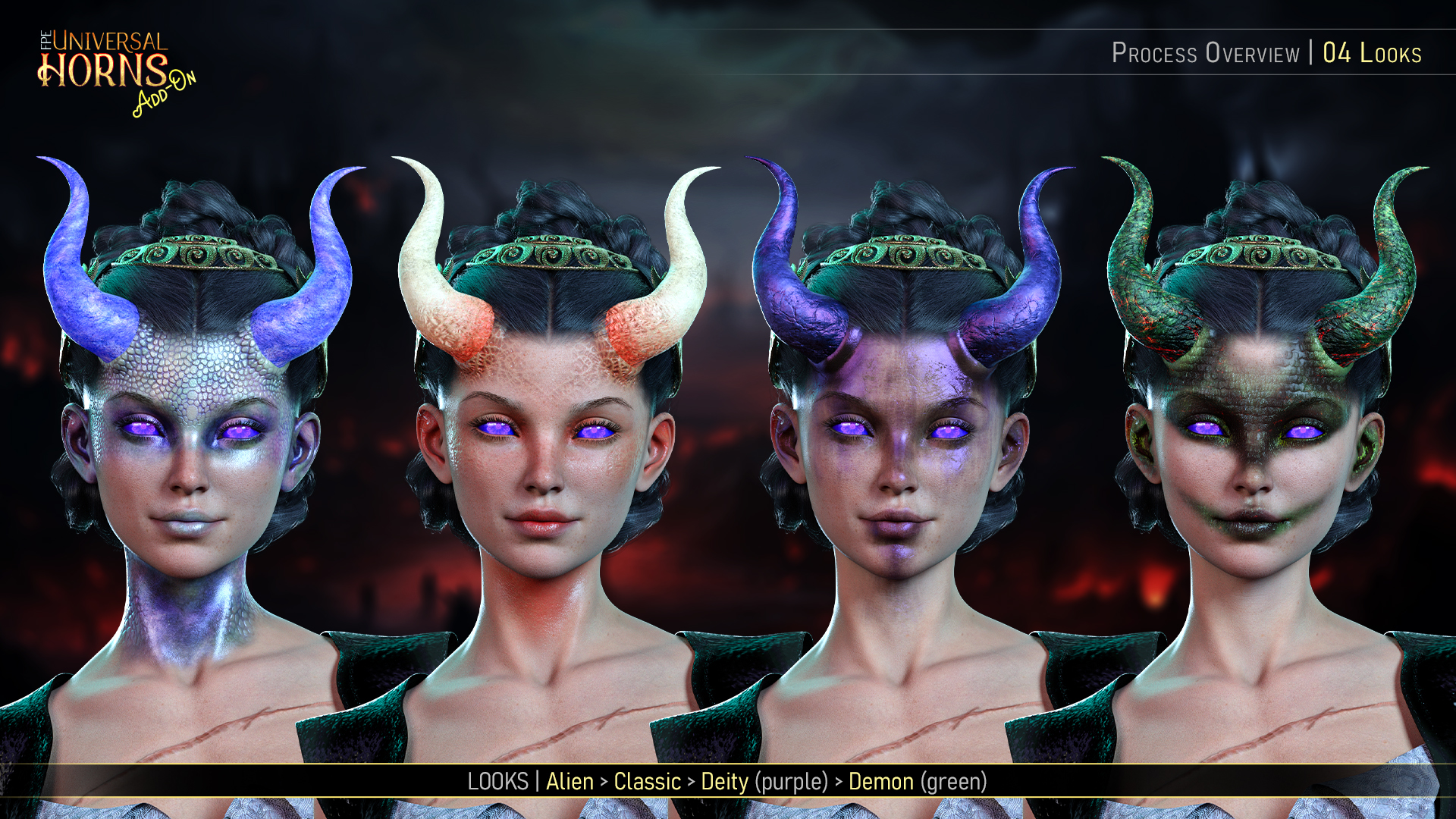 FPE Universal Horns Add-On Textures for Genesis 8.1 Female | Daz 3D