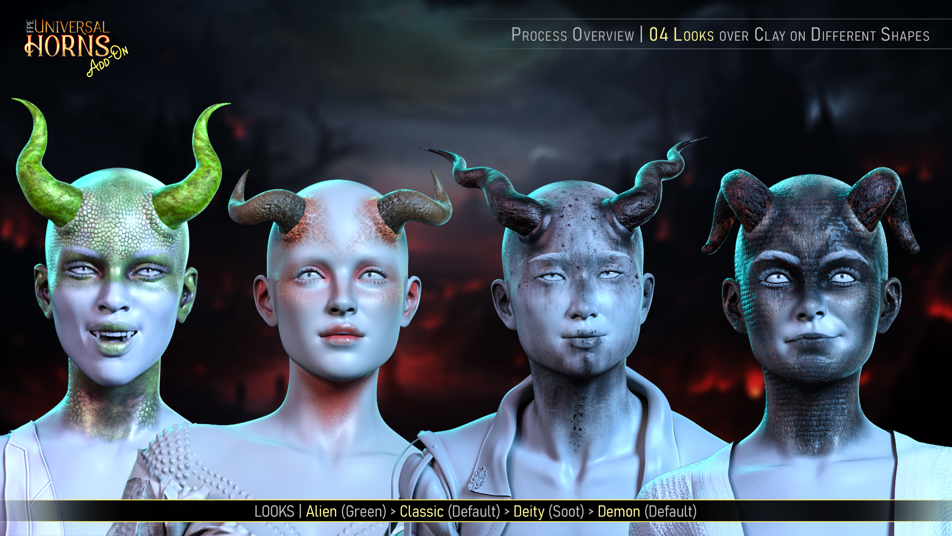 FPE Universal Horns Add-On Textures for Genesis 8.1 Female | Daz 3D