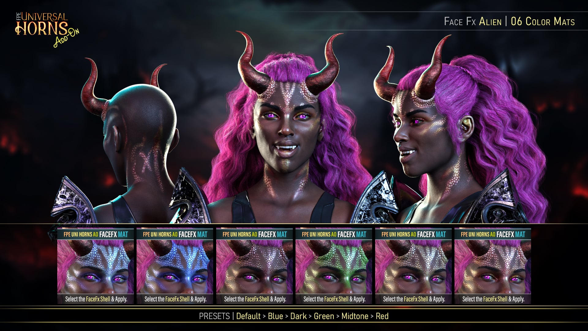 FPE Universal Horns Add-On Textures for Genesis 8.1 Female | Daz 3D