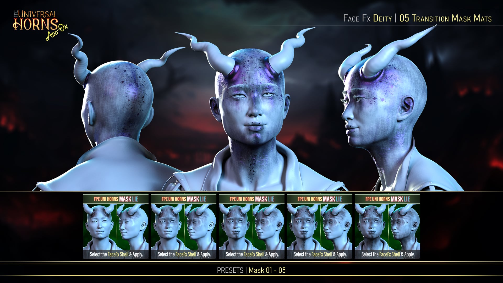 FPE Universal Horns Add-On Textures for Genesis 8.1 Female | Daz 3D