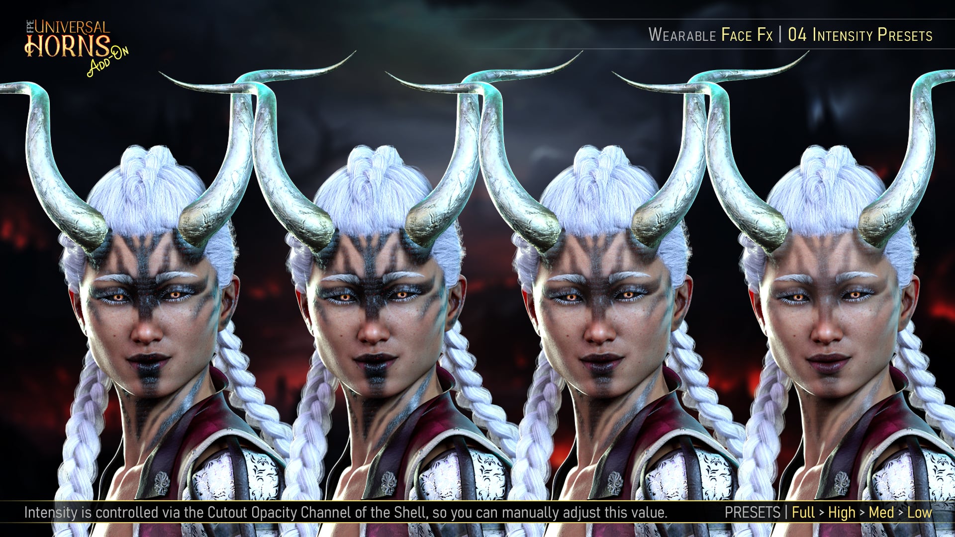 FPE Universal Horns Add-On Textures for Genesis 8.1 Female | Daz 3D
