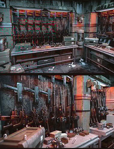 Cyberpunk Weapon Room | Daz 3D