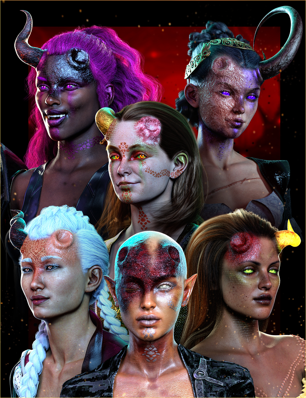 FPE Universal Horns Add-On Damage for Genesis 8.1 Female | Daz 3D