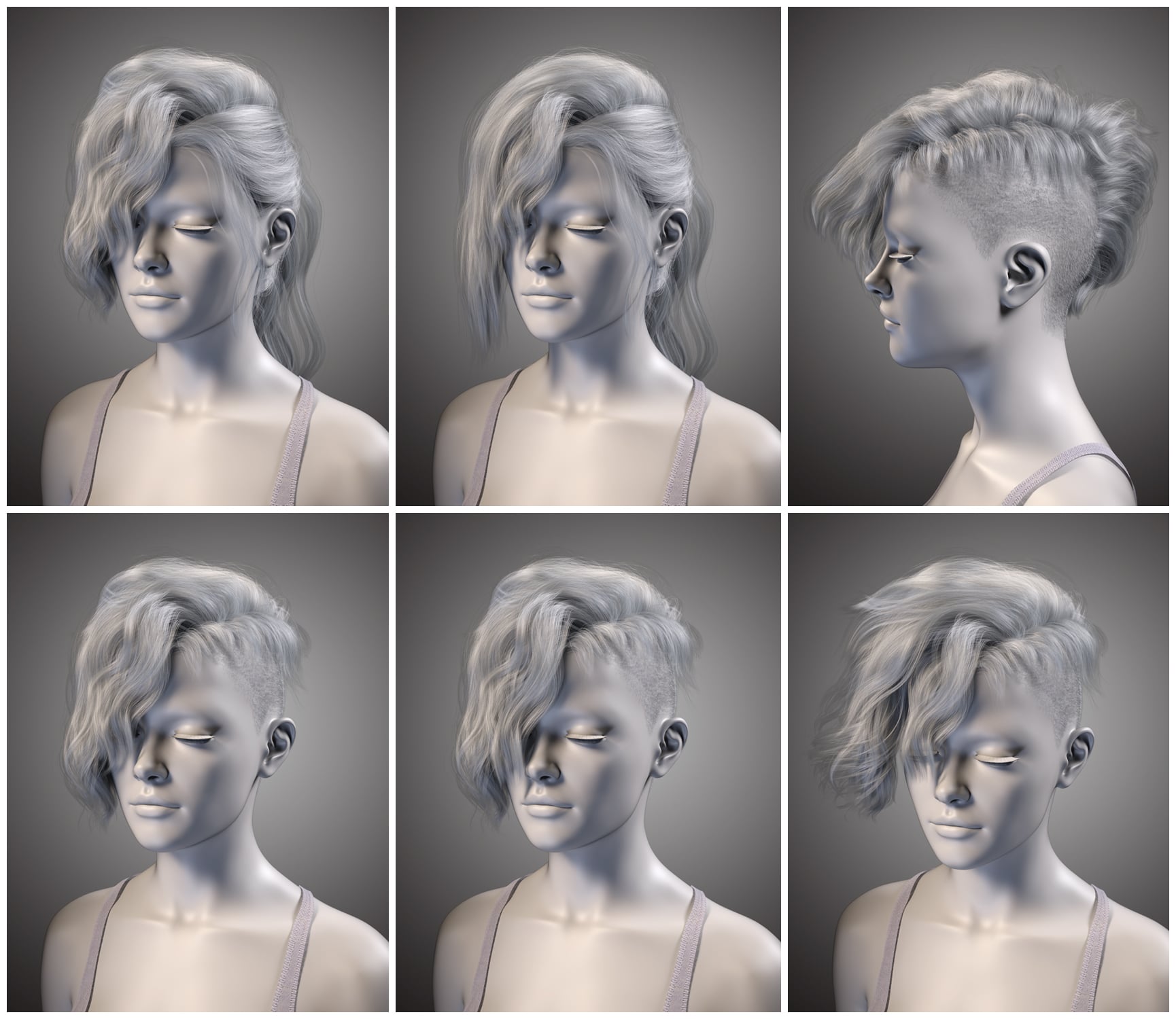 FE Punk Ponytails Hair 8 in 1 for Genesis 9 | Daz 3D