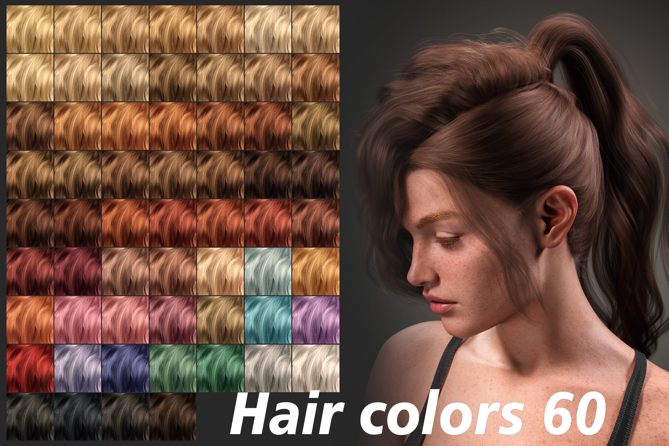 FE Punk Ponytails Hair 8 in 1 for Genesis 9 | Daz 3D