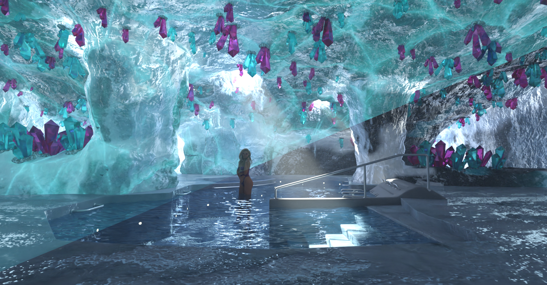 Crystal Glacier Cave Pool | Daz 3D