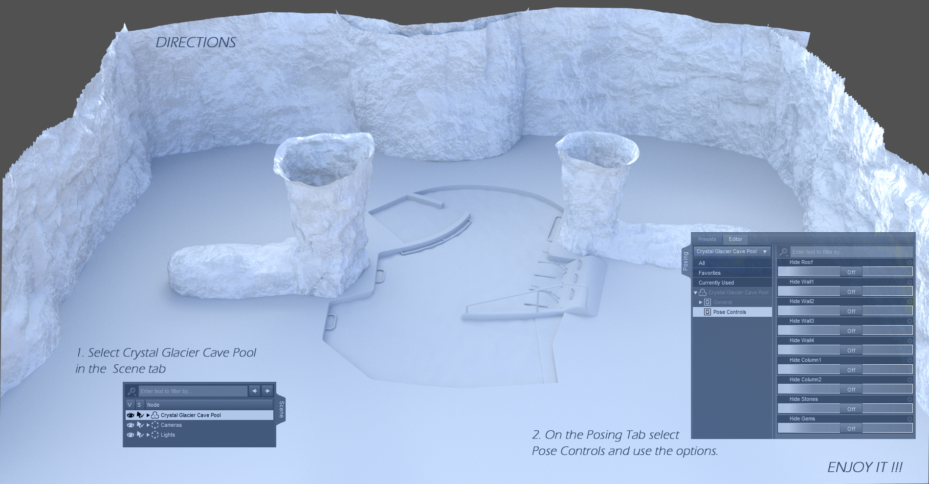 Crystal Glacier Cave Pool | Daz 3D