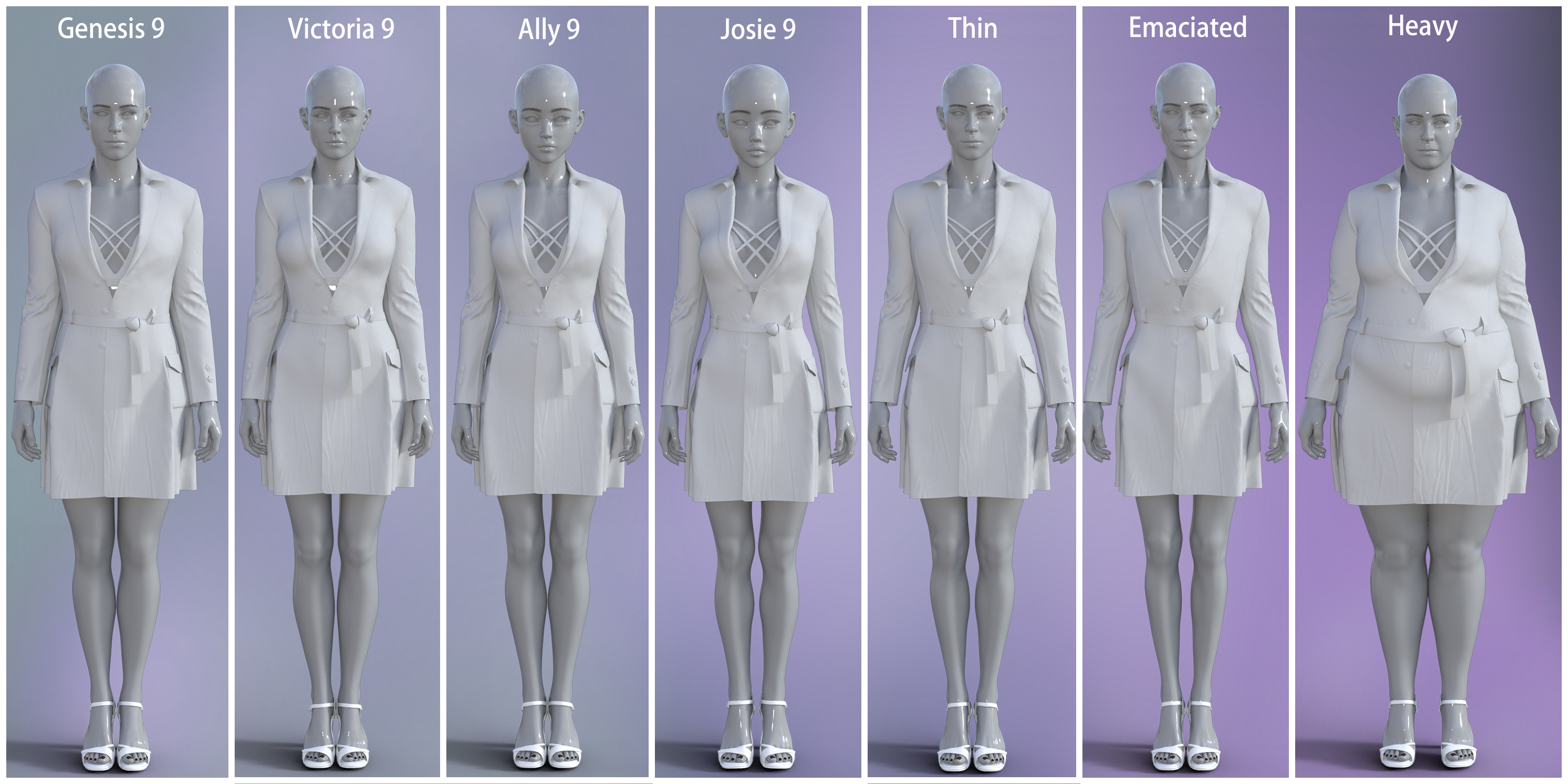 dForce BRZ Belted Dress and Poses for Genesis 9 | Daz 3D