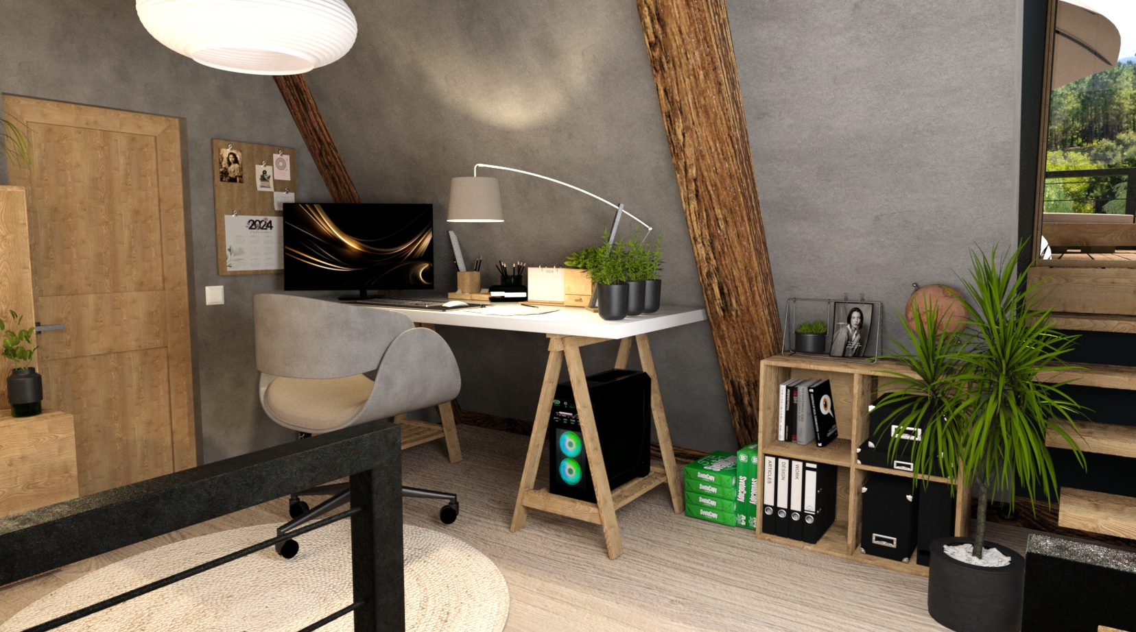 Scandinavian Style A-Frame House AddOn: Office and Child Room | Daz 3D
