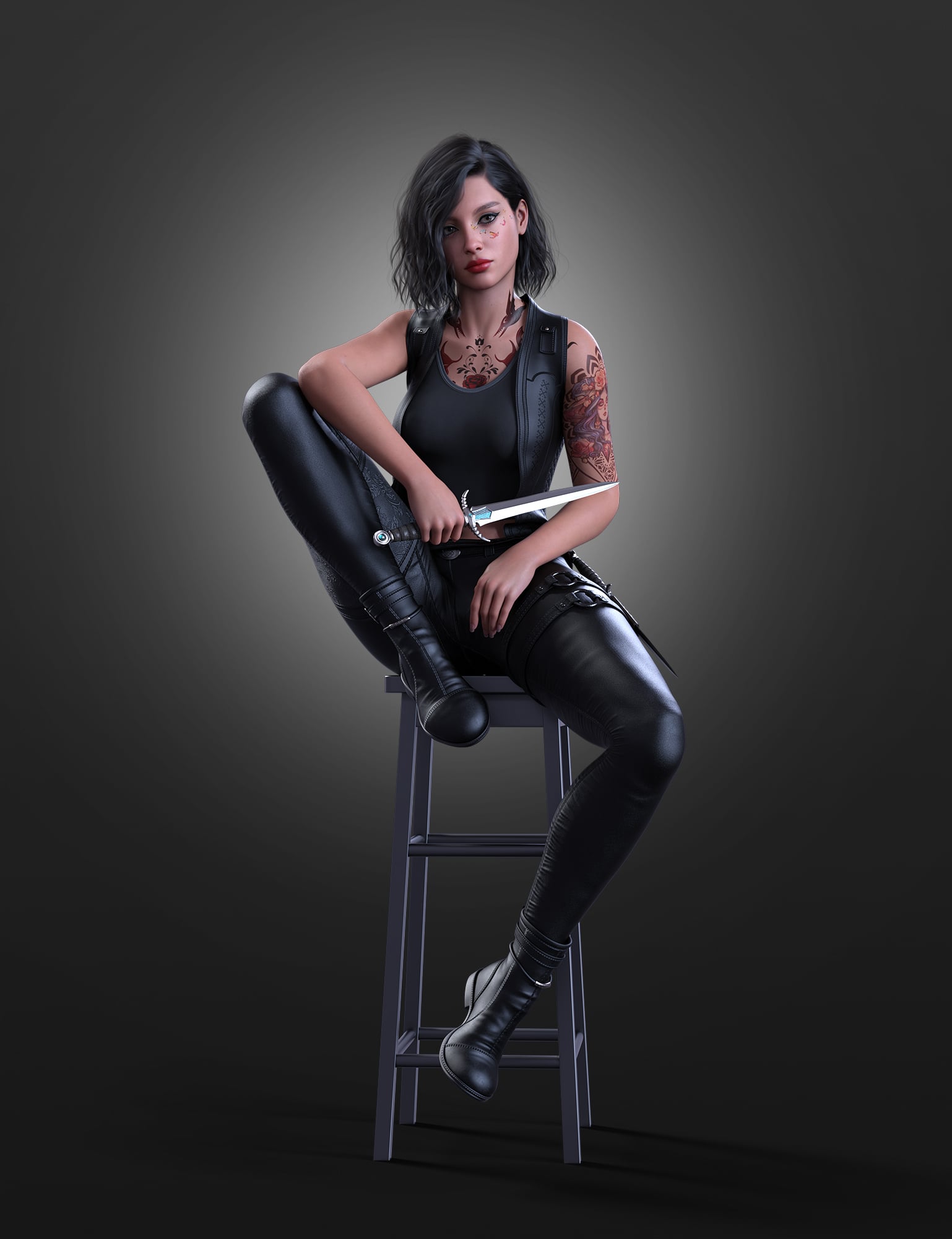dForce Leather Assassin Outfit for Genesis 9, 8.1, and 8 Female | Daz 3D