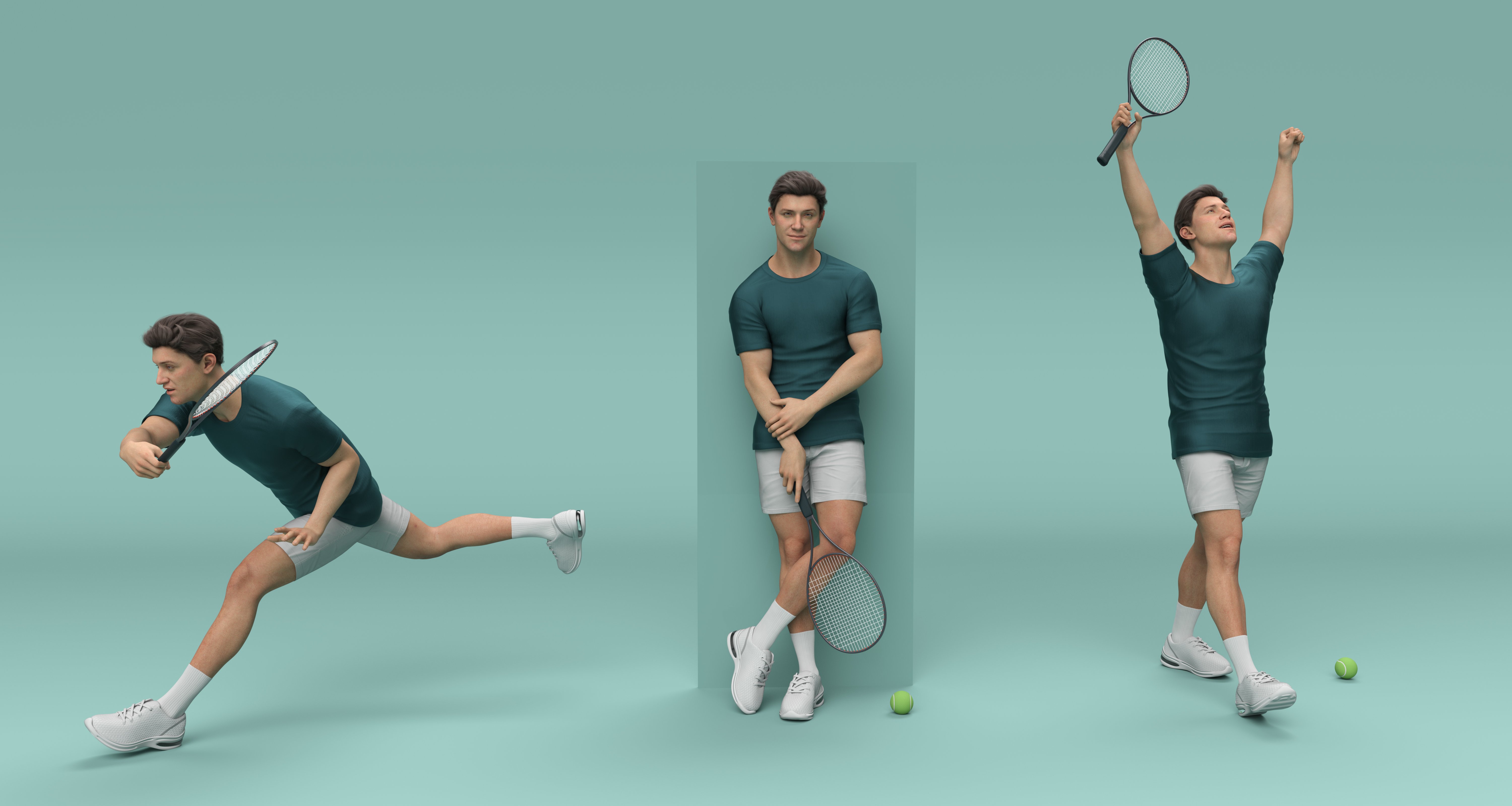 Match Point Tennis Poses and Props for Genesis 9 and Genesis 8 | Daz 3D