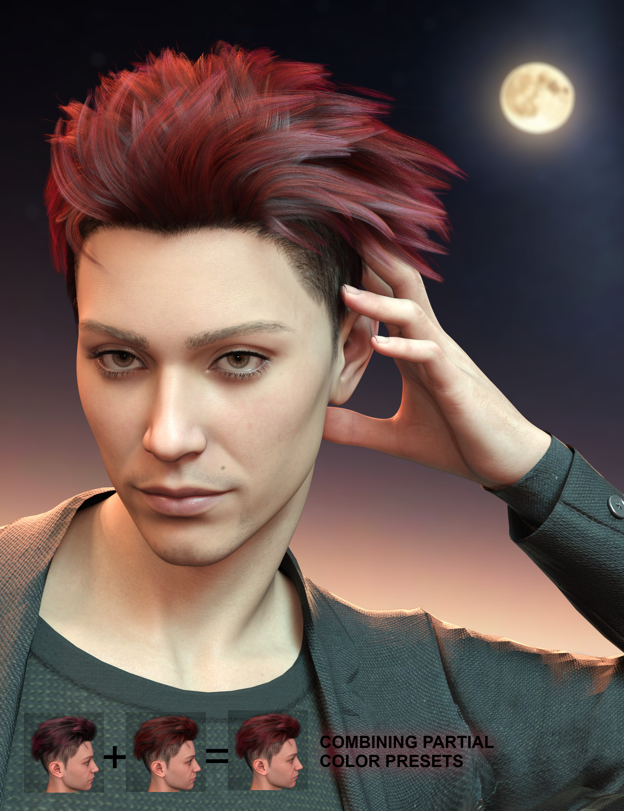 Antares Hair for Genesis 9, 8 and 8.1 Male | Daz 3D