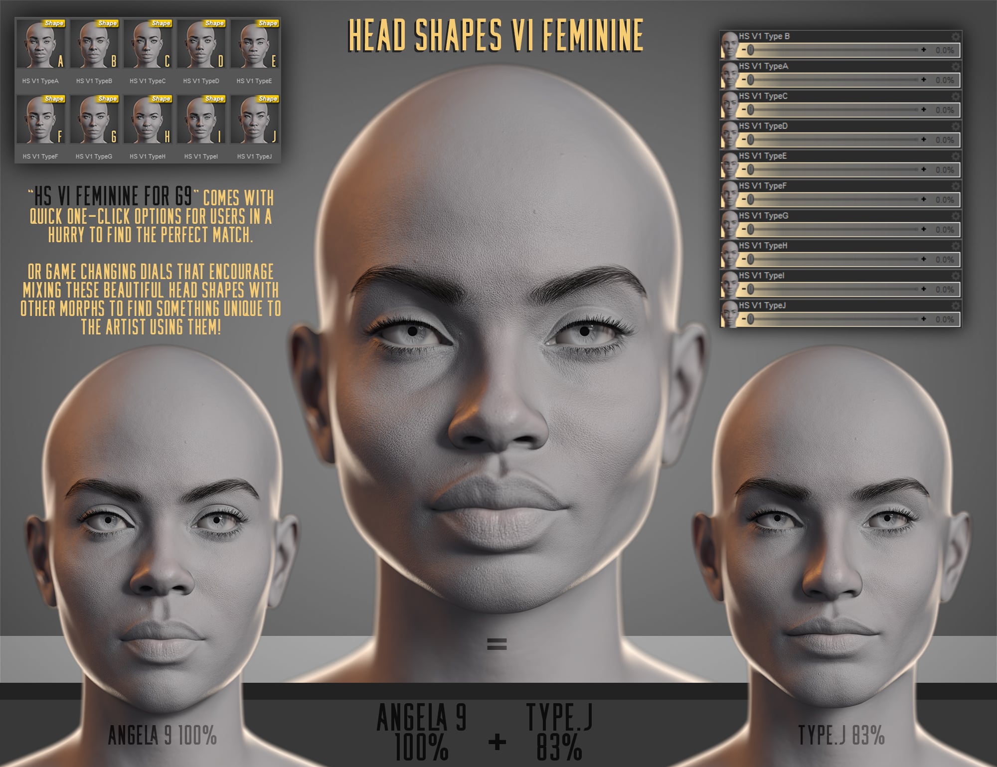 Head Shapes Feminine for Genesis 9 | Daz 3D
