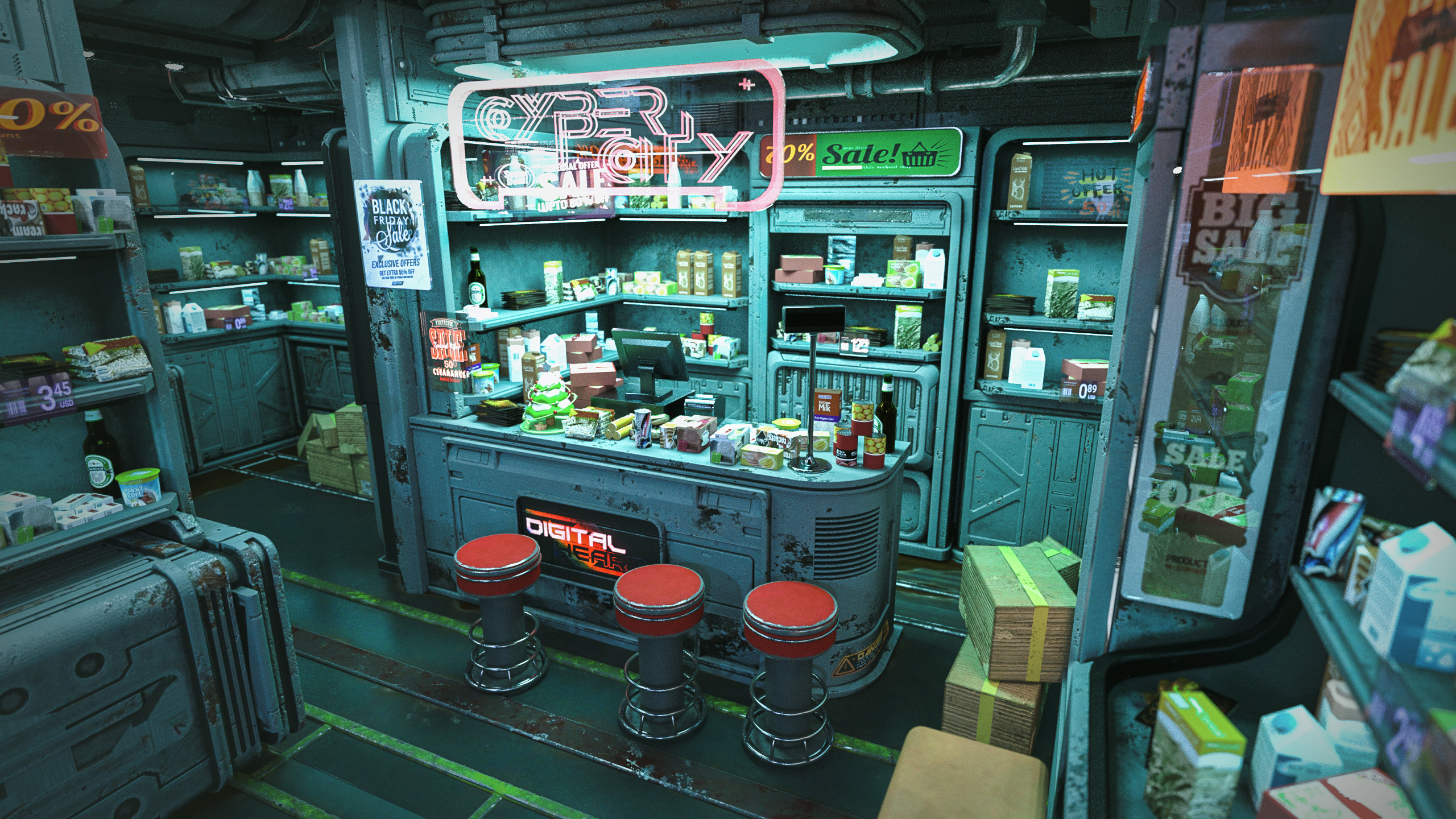 Futuristic Street Store | Daz 3D