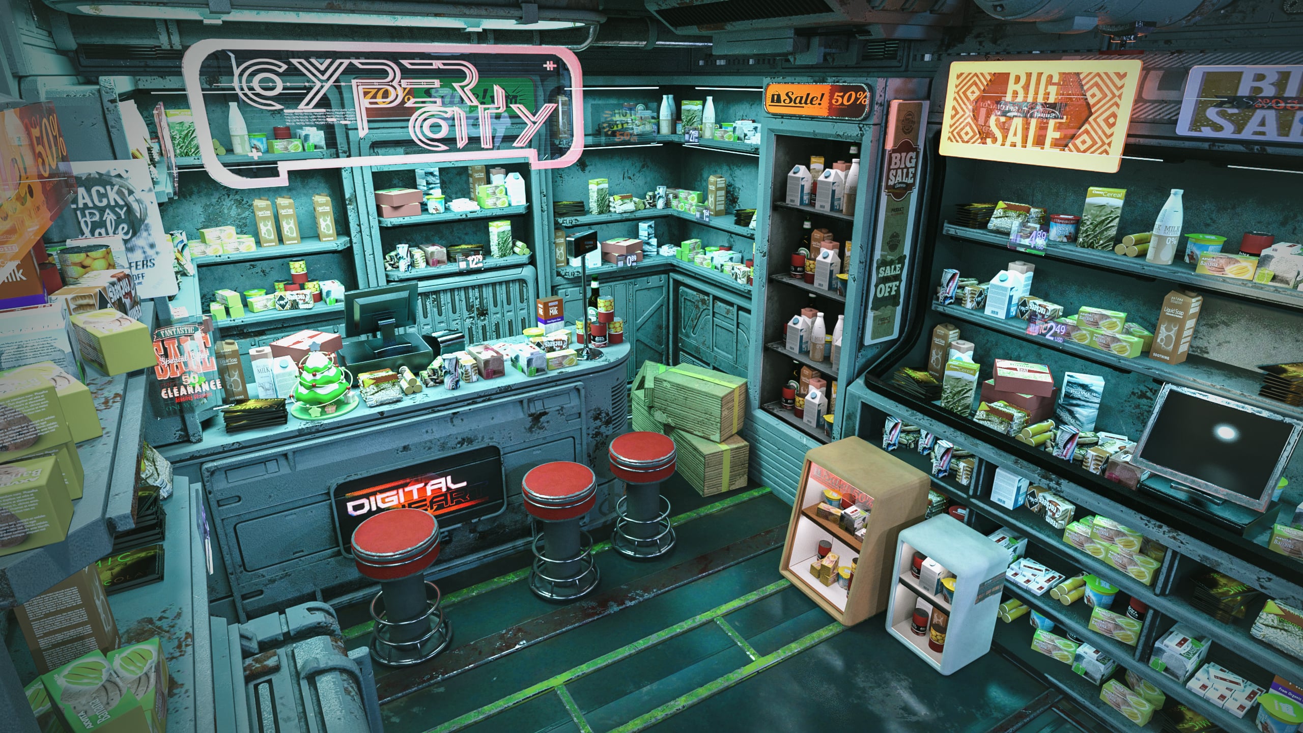 Futuristic Street Store | Daz 3D