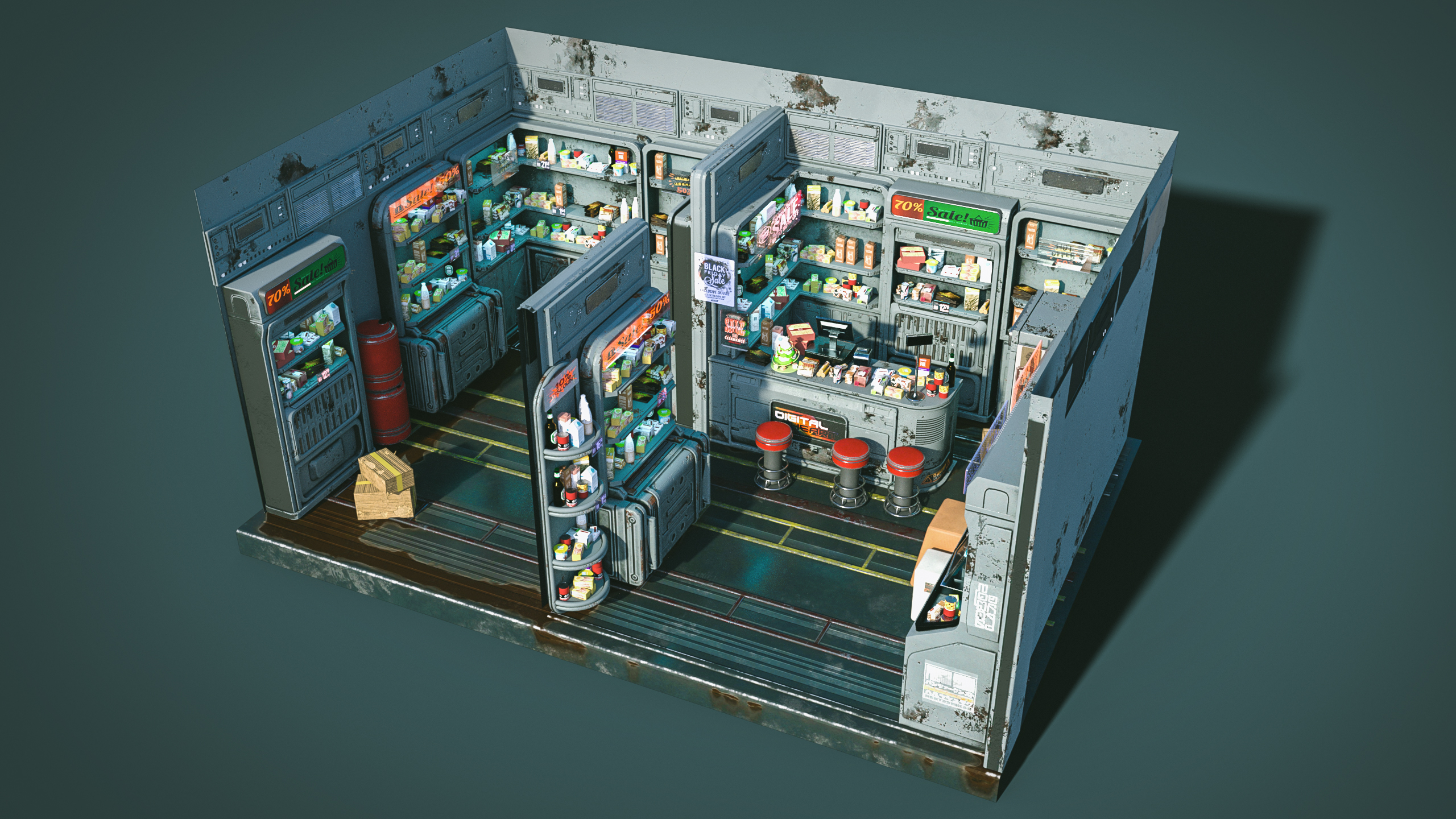 Futuristic Street Store | Daz 3D