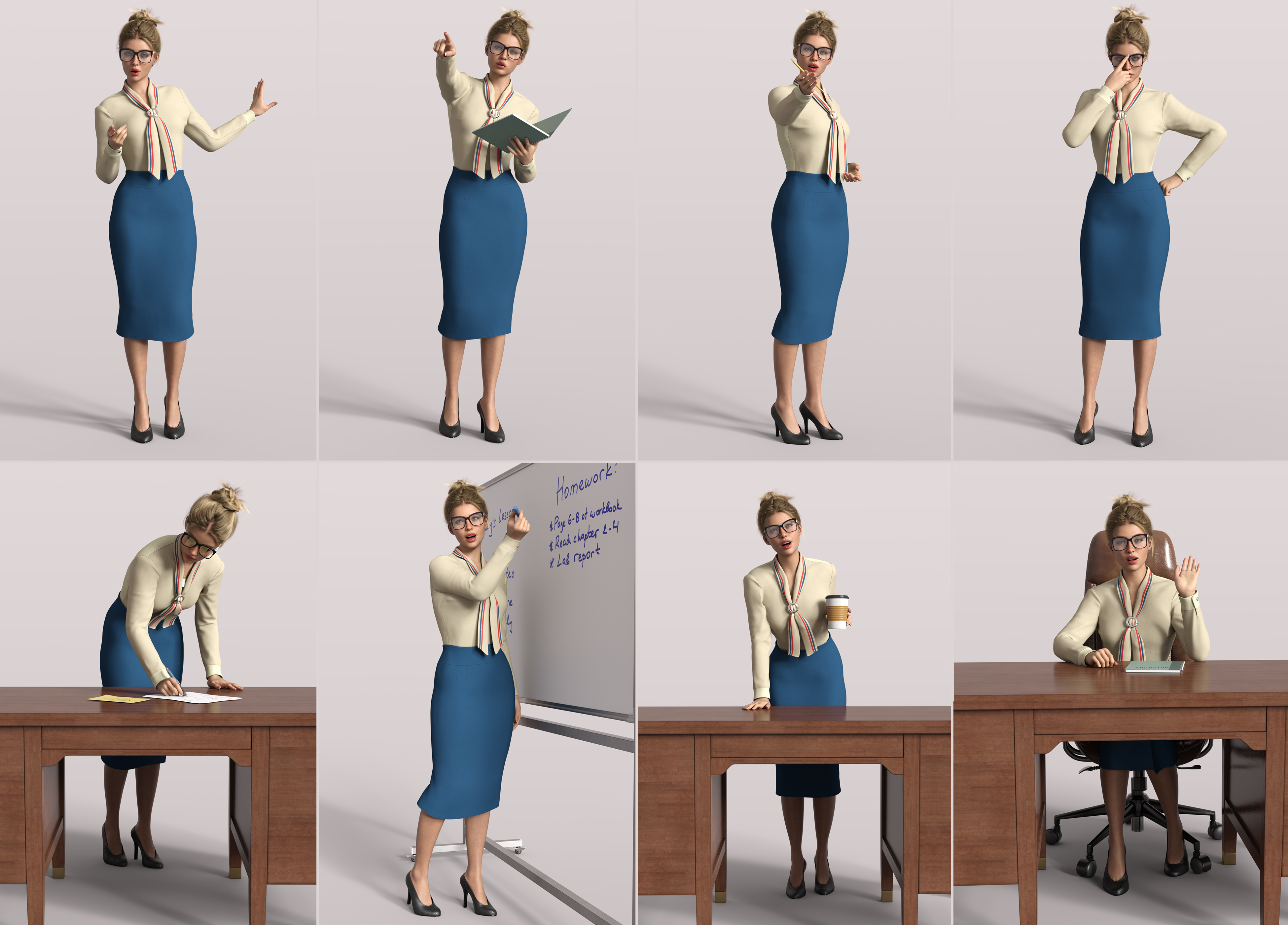 Z Professions Teacher Pose Mega Set for Genesis 9 and 8 Female | Daz 3D