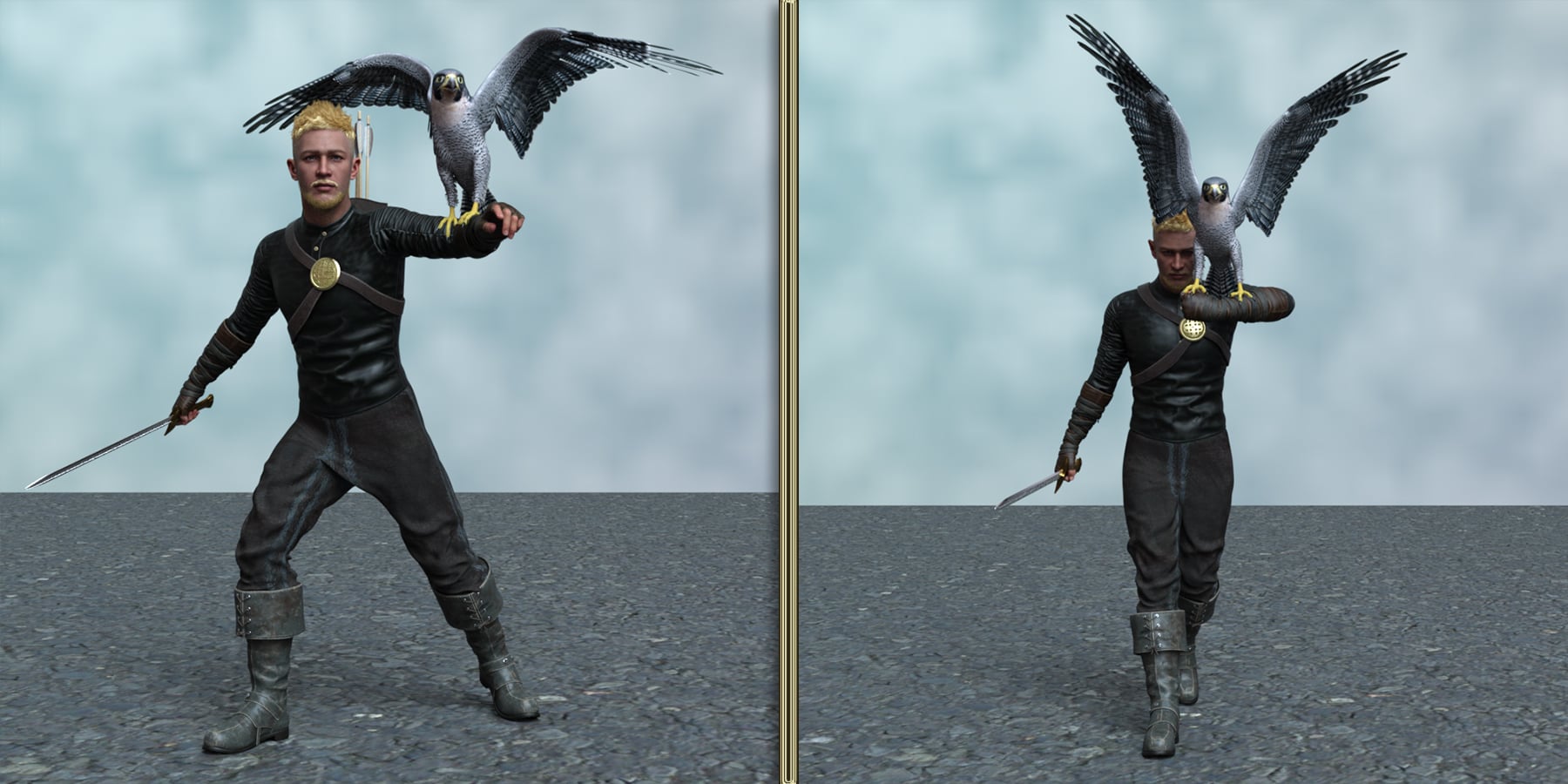Falcon Whisperer Poses for Genesis 9 Base and DS Peregrine Falcon | Daz 3D
