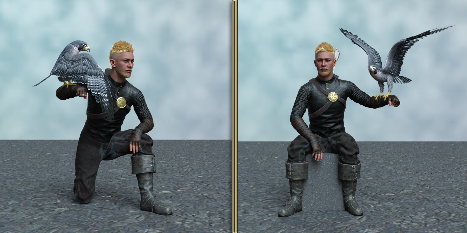 Falcon Whisperer Poses for Genesis 9 Base and DS Peregrine Falcon | Daz 3D