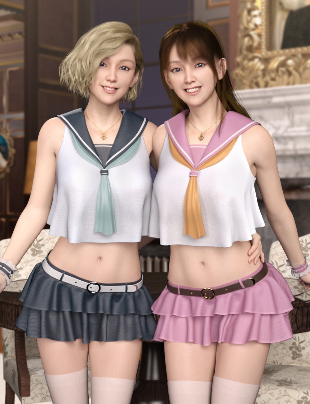 SVM's dForce Candy Sailor Outfit for Genesis 9, 8.1, and 8 | Daz 3D