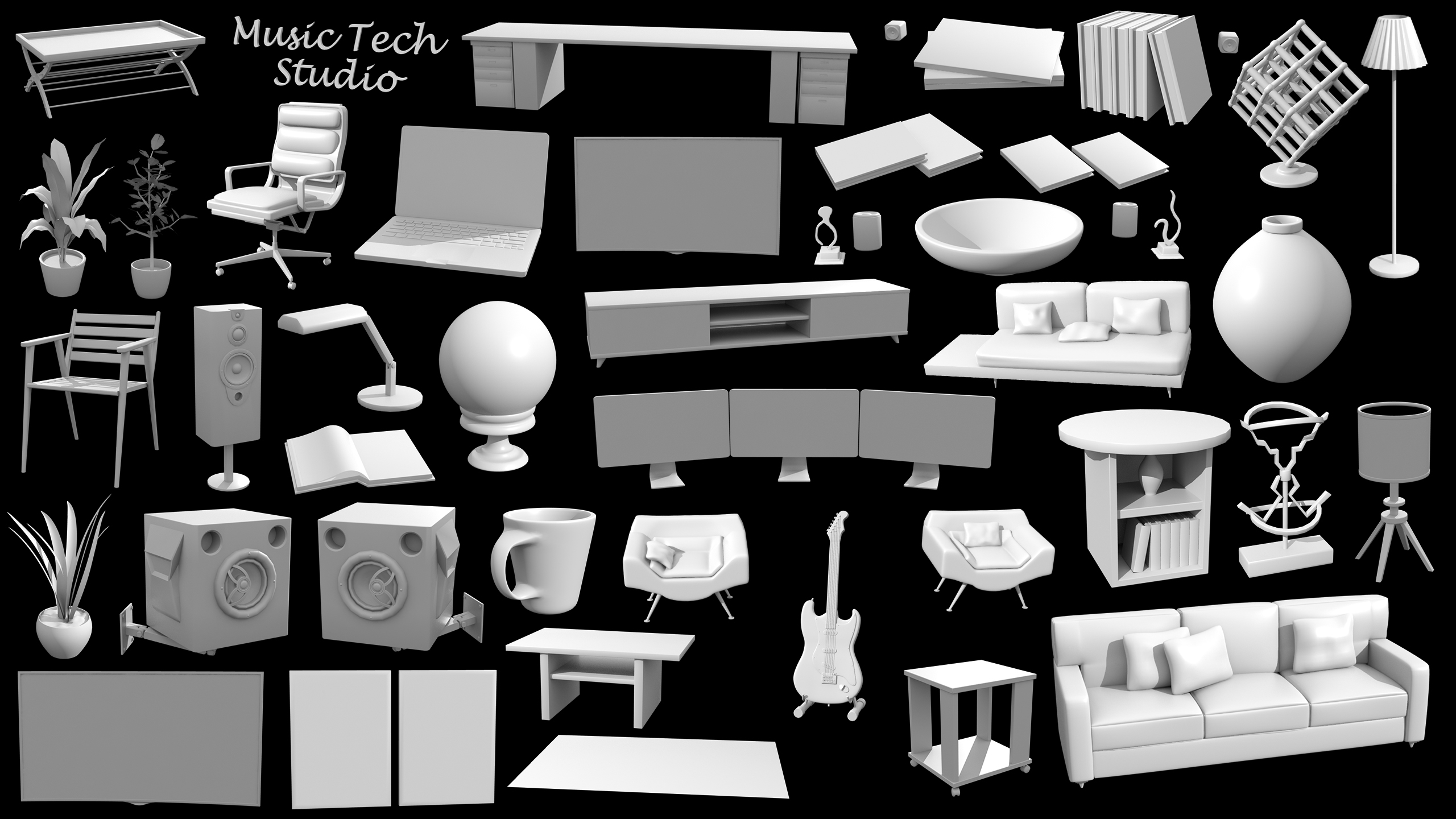 Music Tech Studio Props | Daz 3D