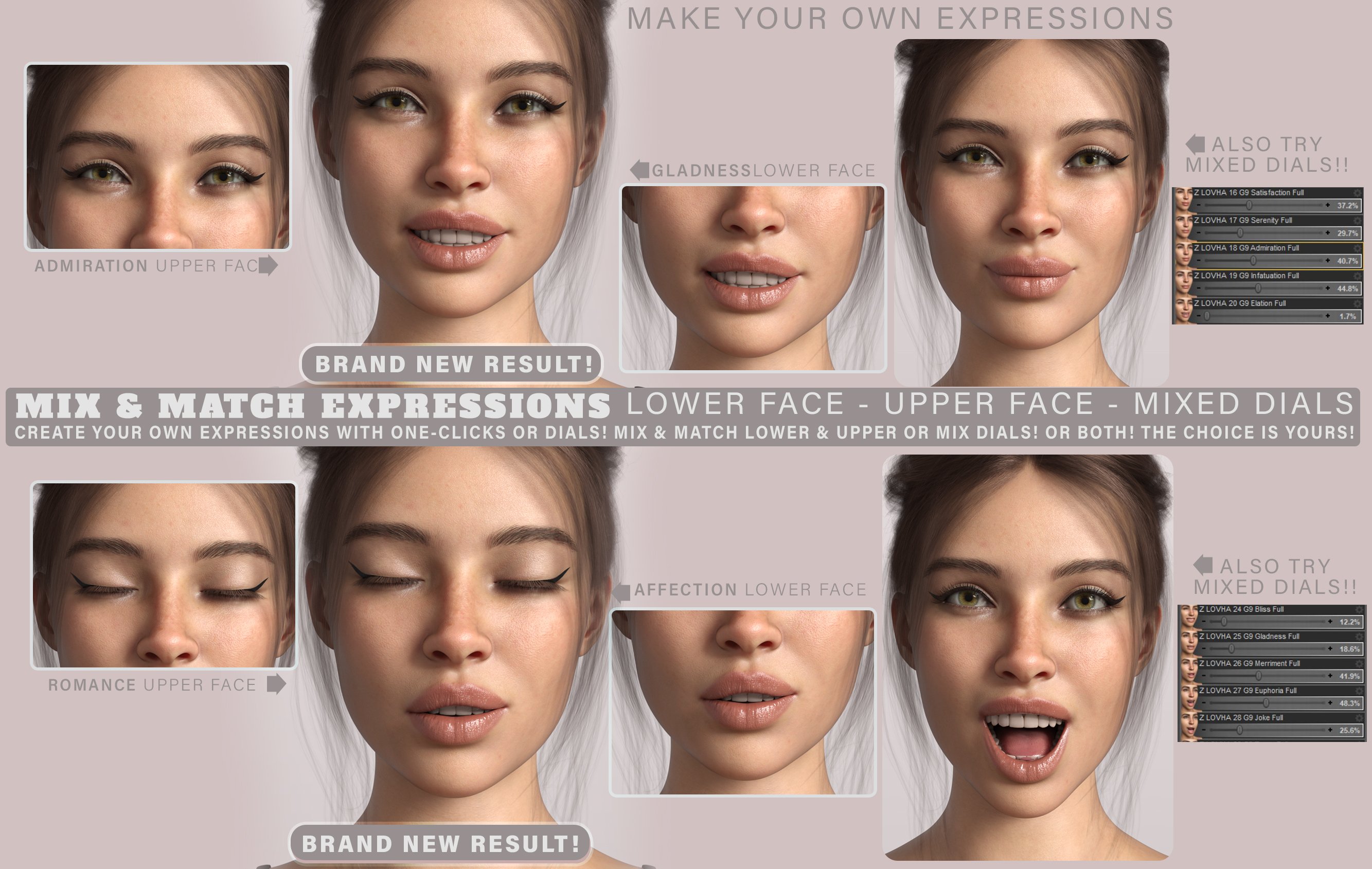 Z Love and Happiness Expressions for Genesis 9 | Daz 3D