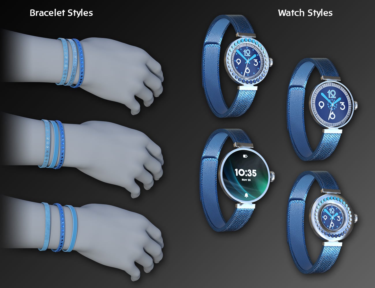 Fancy Watch and Bracelets for Genesis 9 | Daz 3D