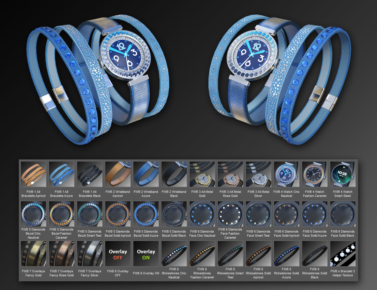 Fancy Watch and Bracelets for Genesis 9 | Daz 3D