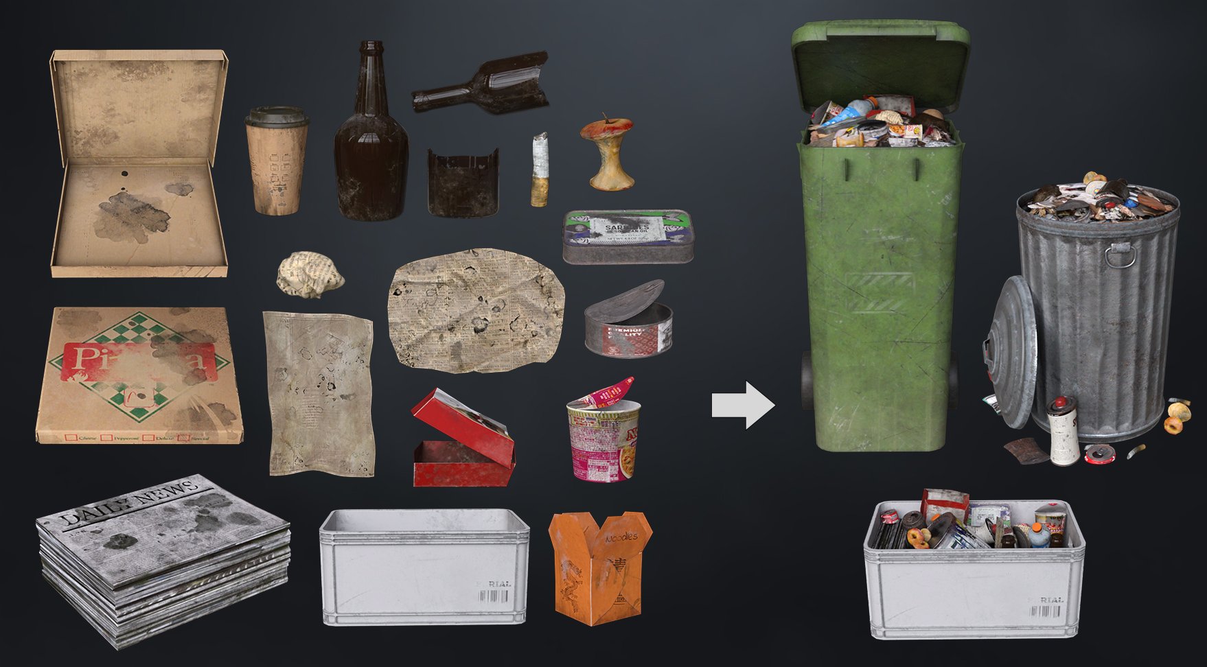 Mega Trash Pack | Daz 3D