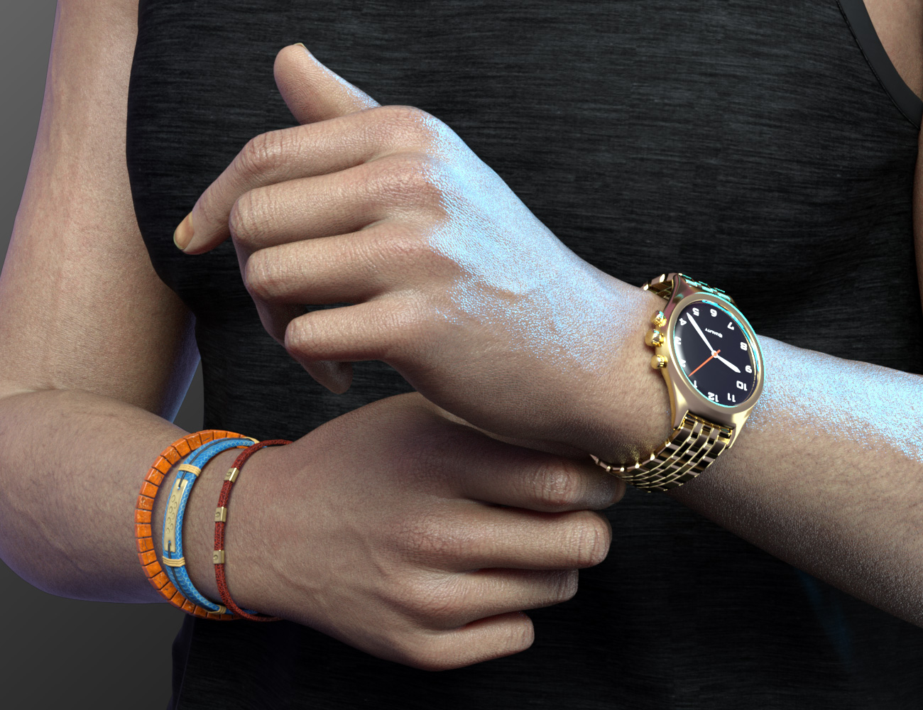 Classic Watch and Bracelets for Genesis 9 | Daz 3D