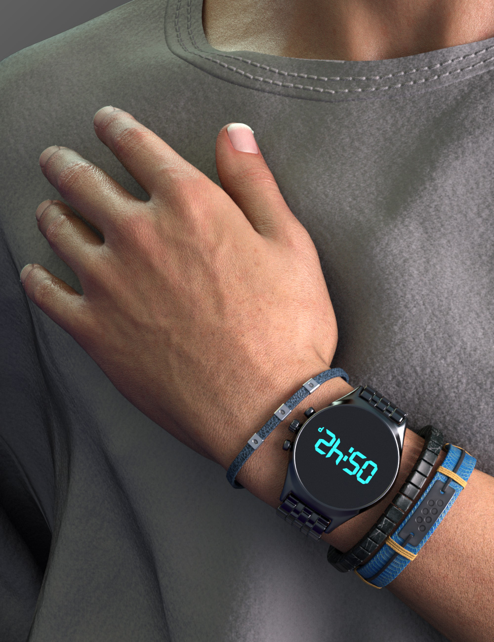 Classic Watch and Bracelets for Genesis 9 | Daz 3D