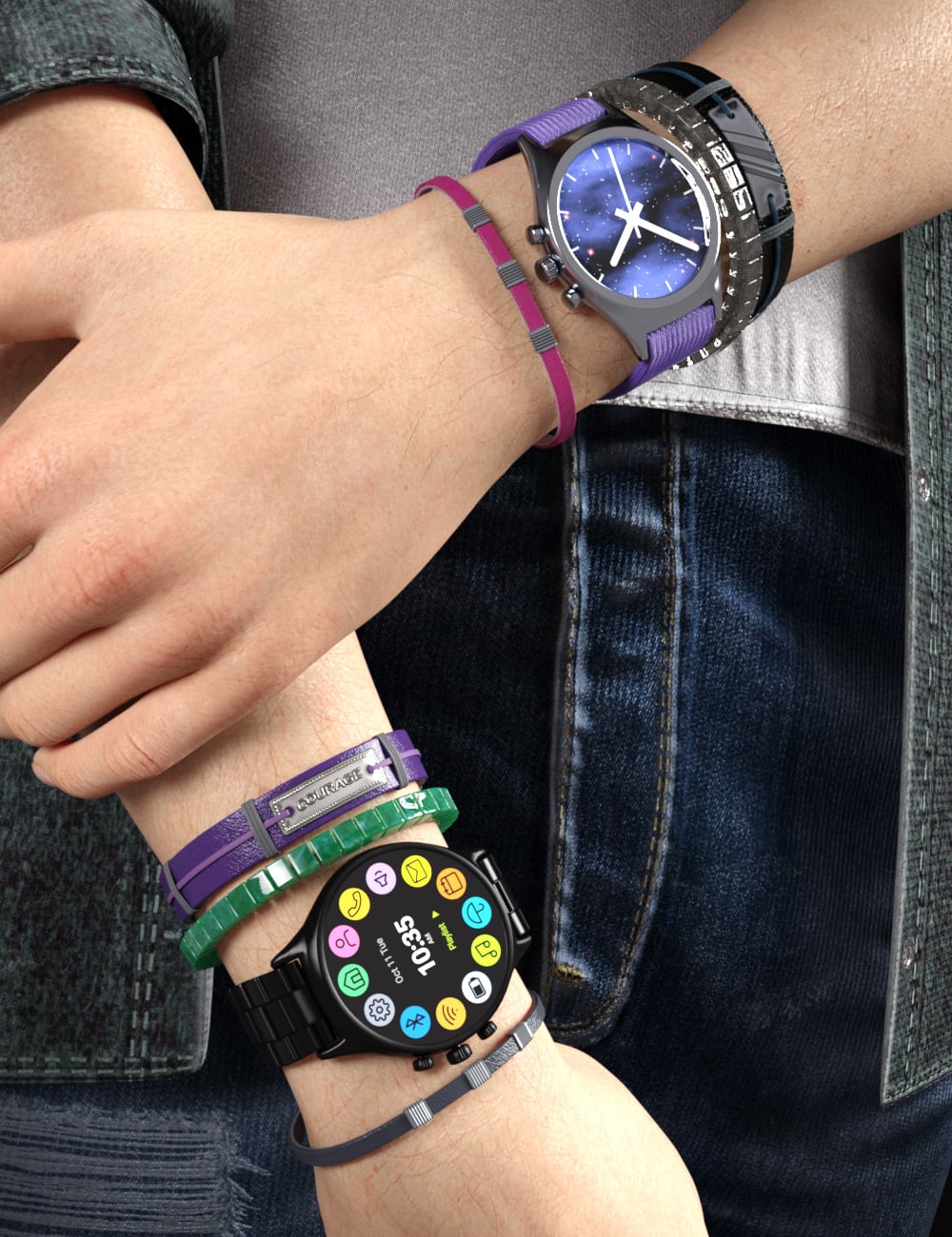 Classic Watch and Bracelets Addon Textures | Daz 3D