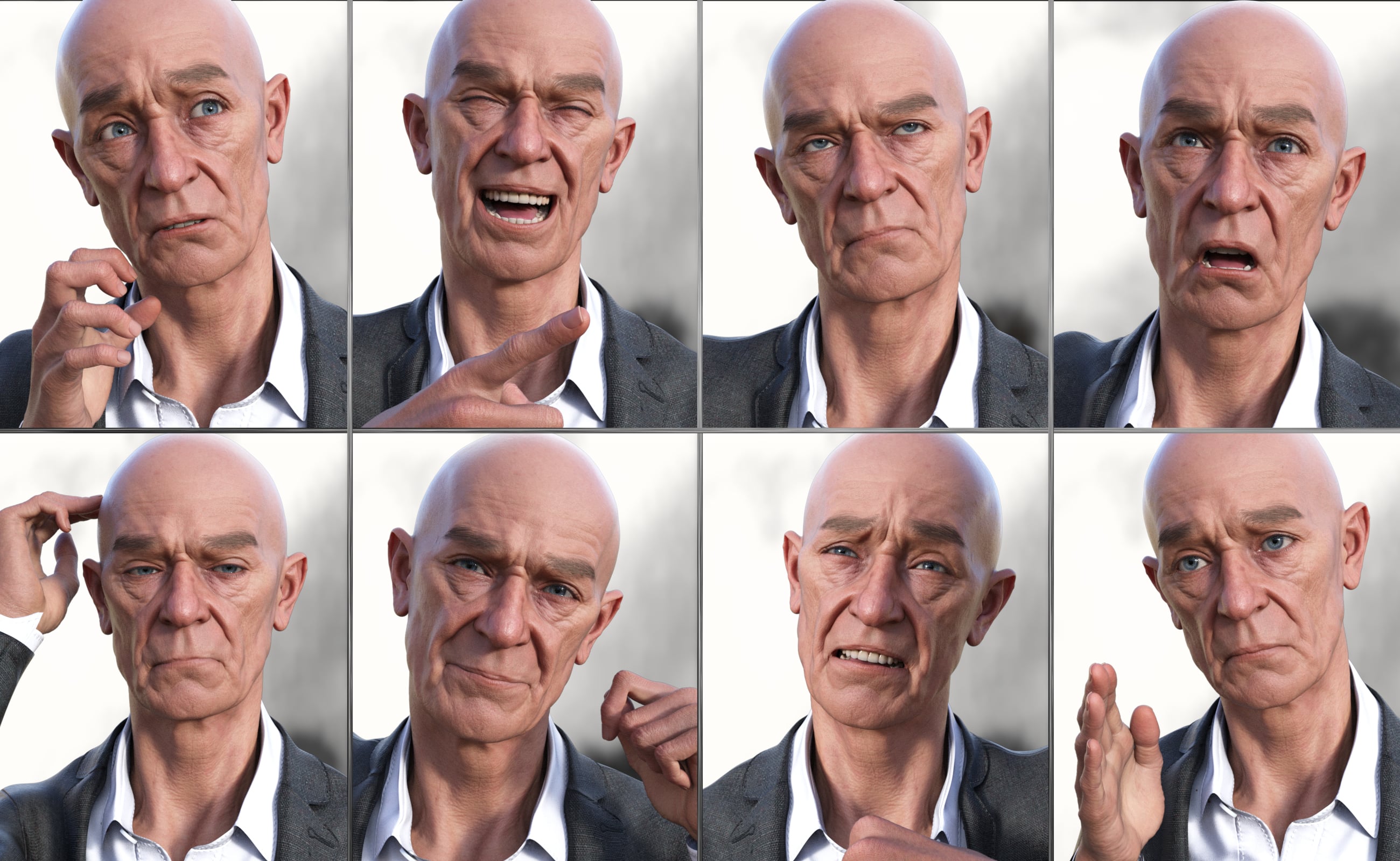JW Elderly Expressions for Walter 9 | Daz 3D
