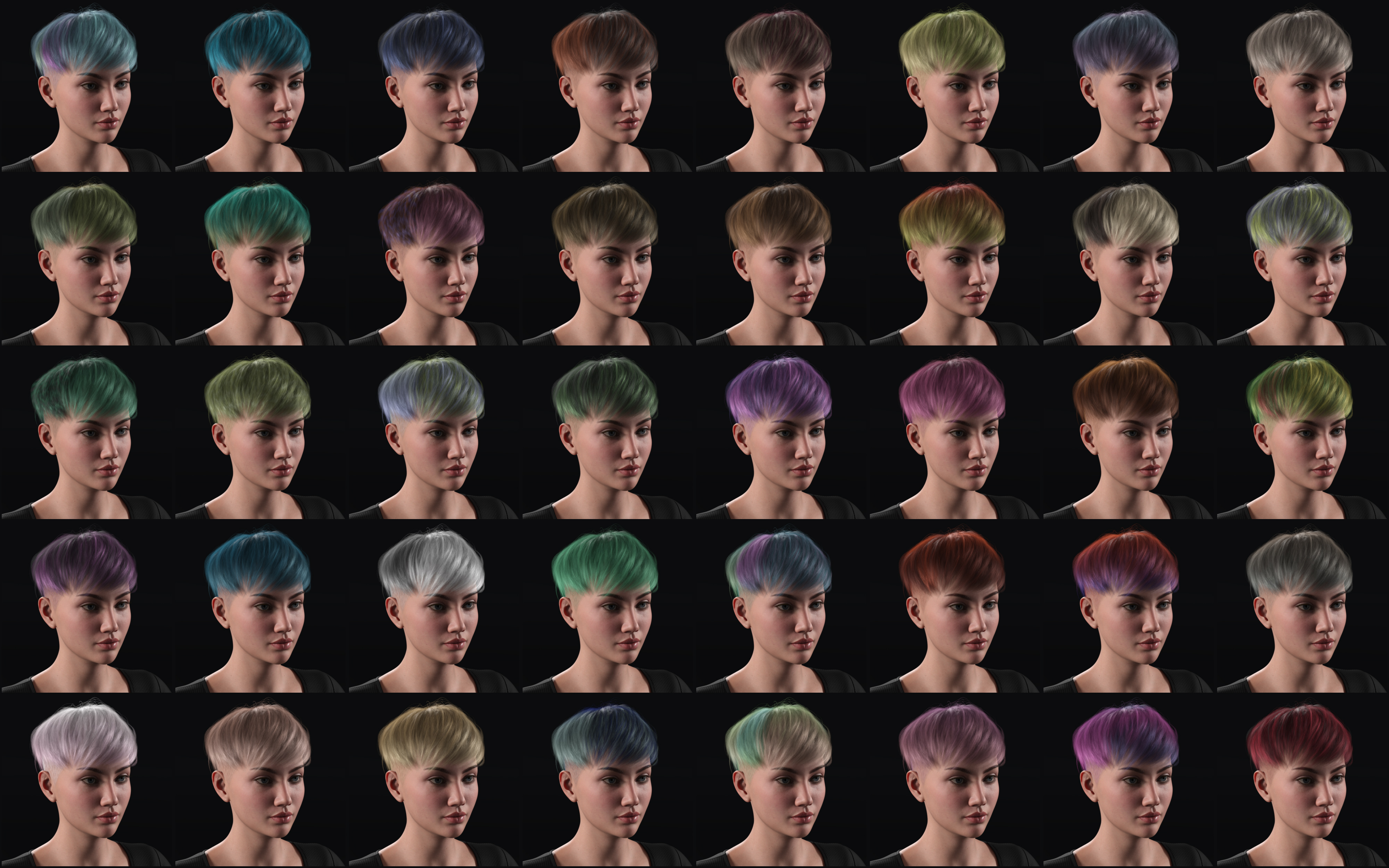 Modern Pixie Style Hair Color Expansion | Daz 3D