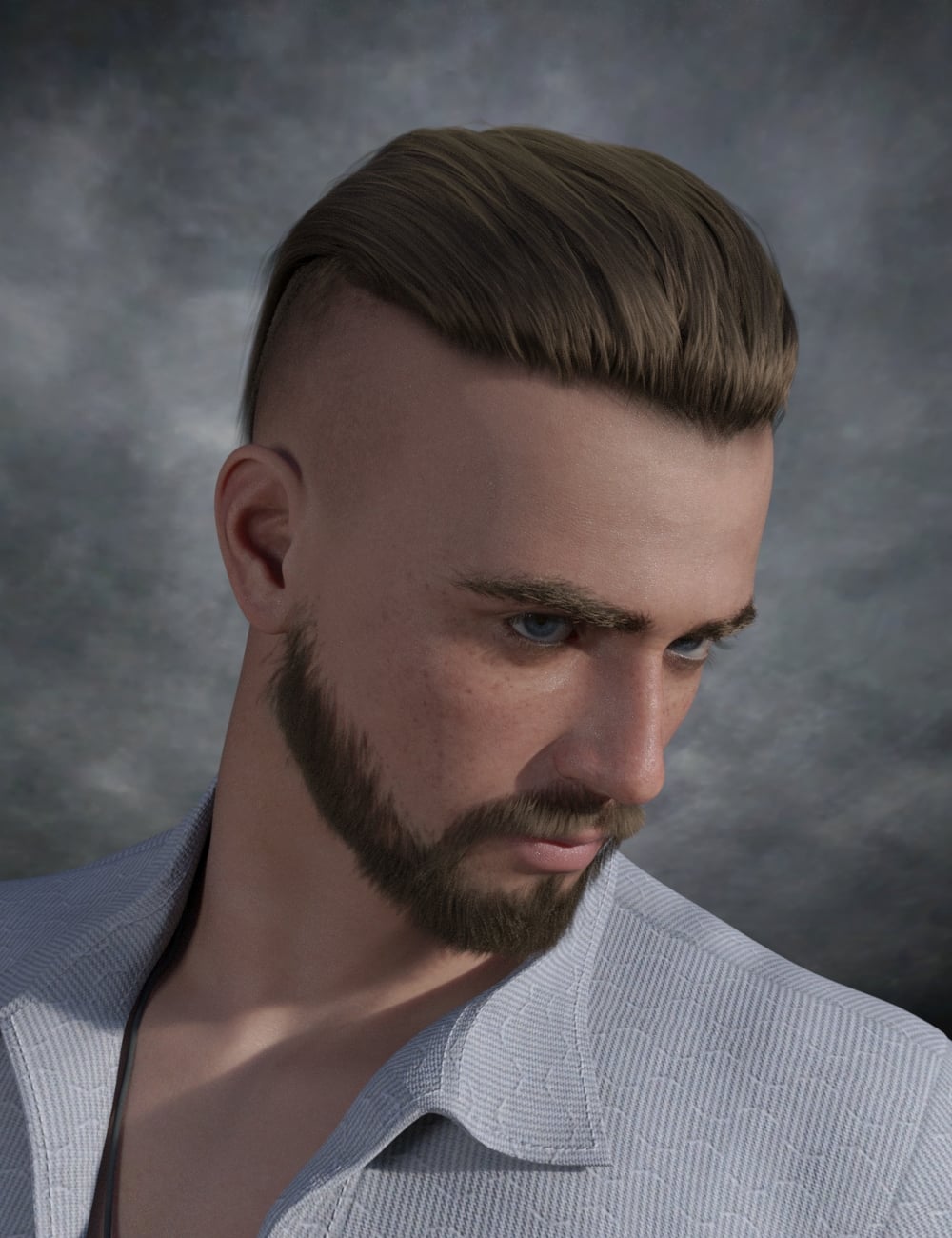Antoine SlickFlipped Hair and Beard for Genesis 9 and 8 Male | Daz 3D