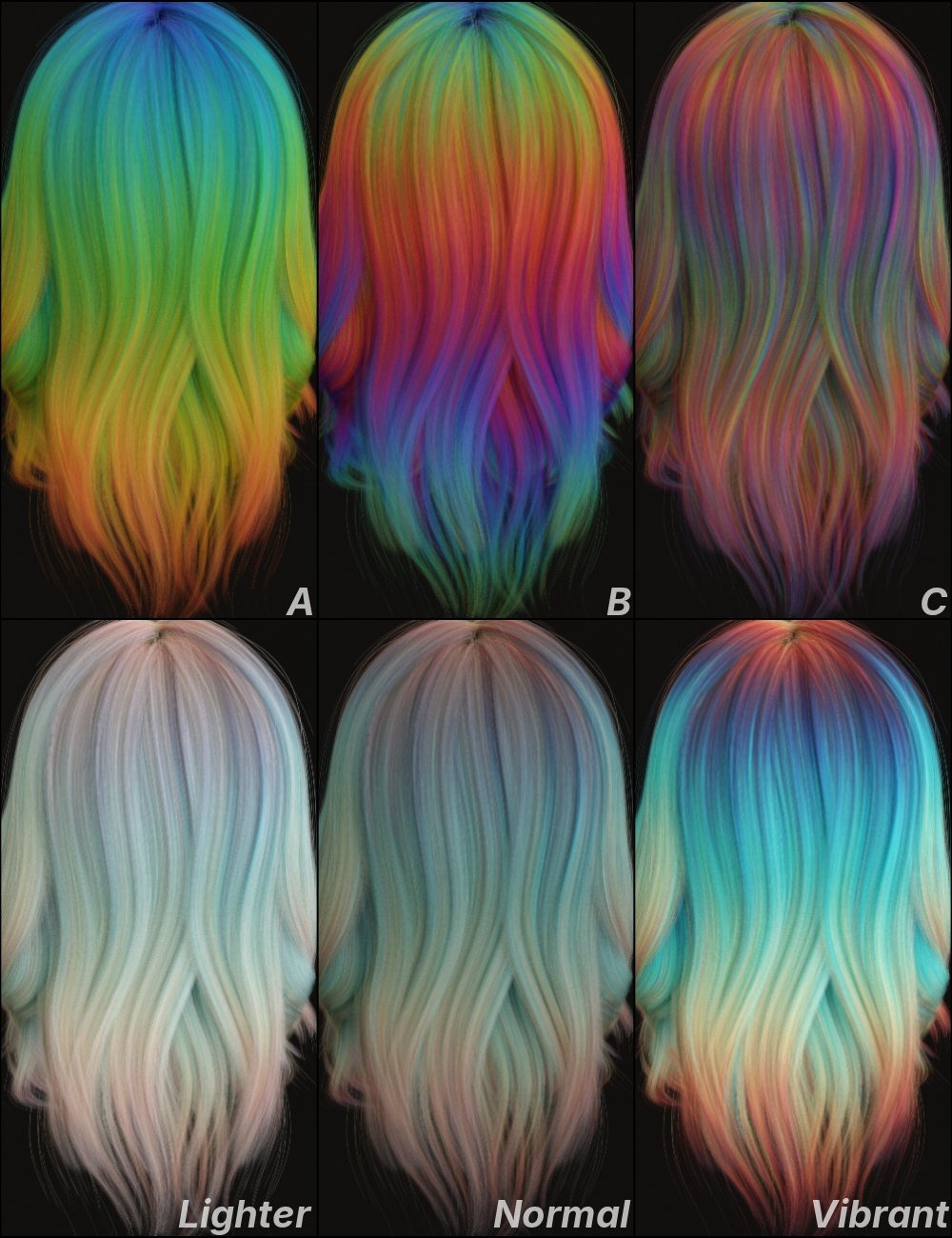 MMX Fancy Hair Color Shaders for Iray | Daz 3D