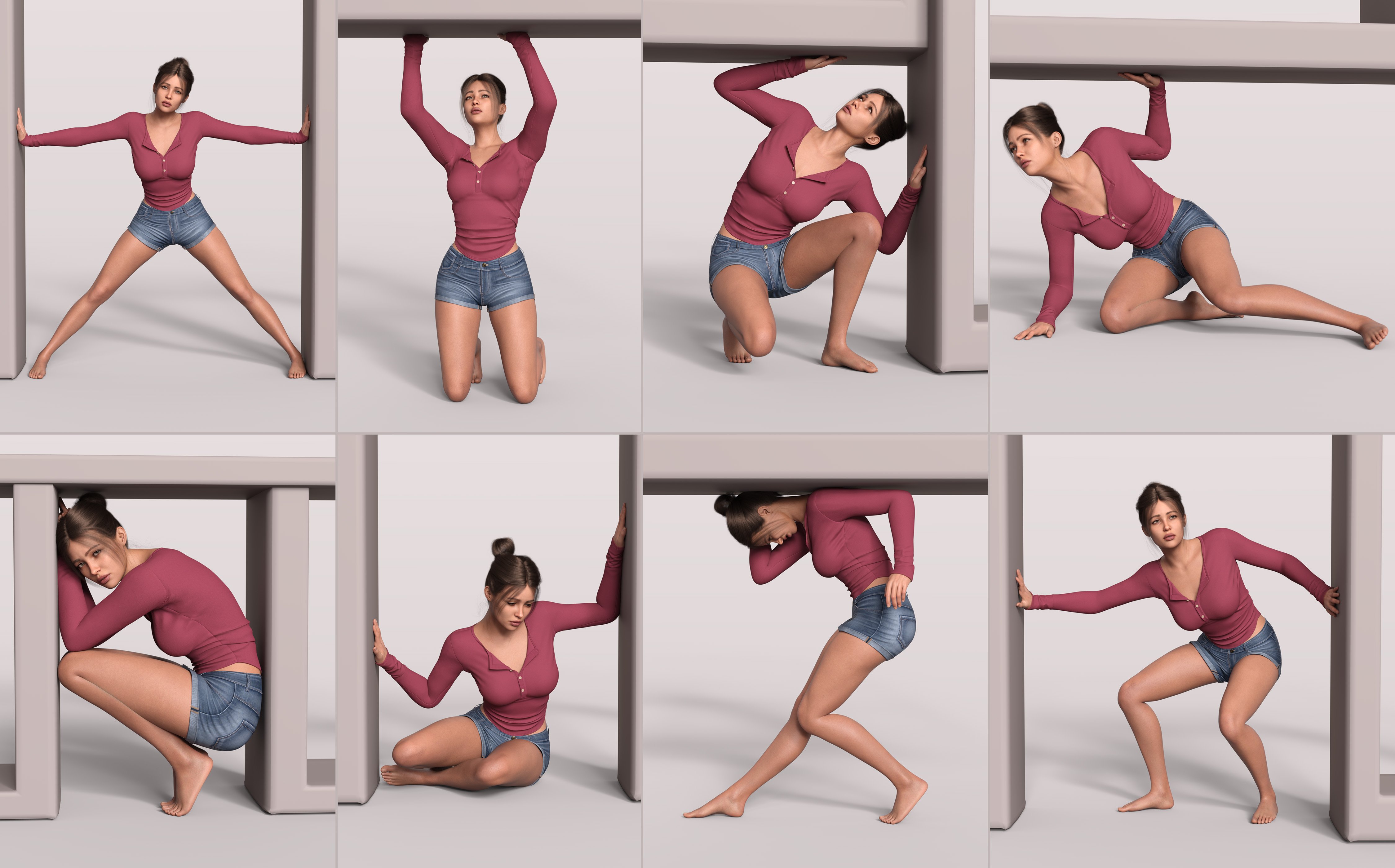Z Trapped and Confined Utility Pose Mega Set for Genesis 9 and 8 Female | Daz 3D