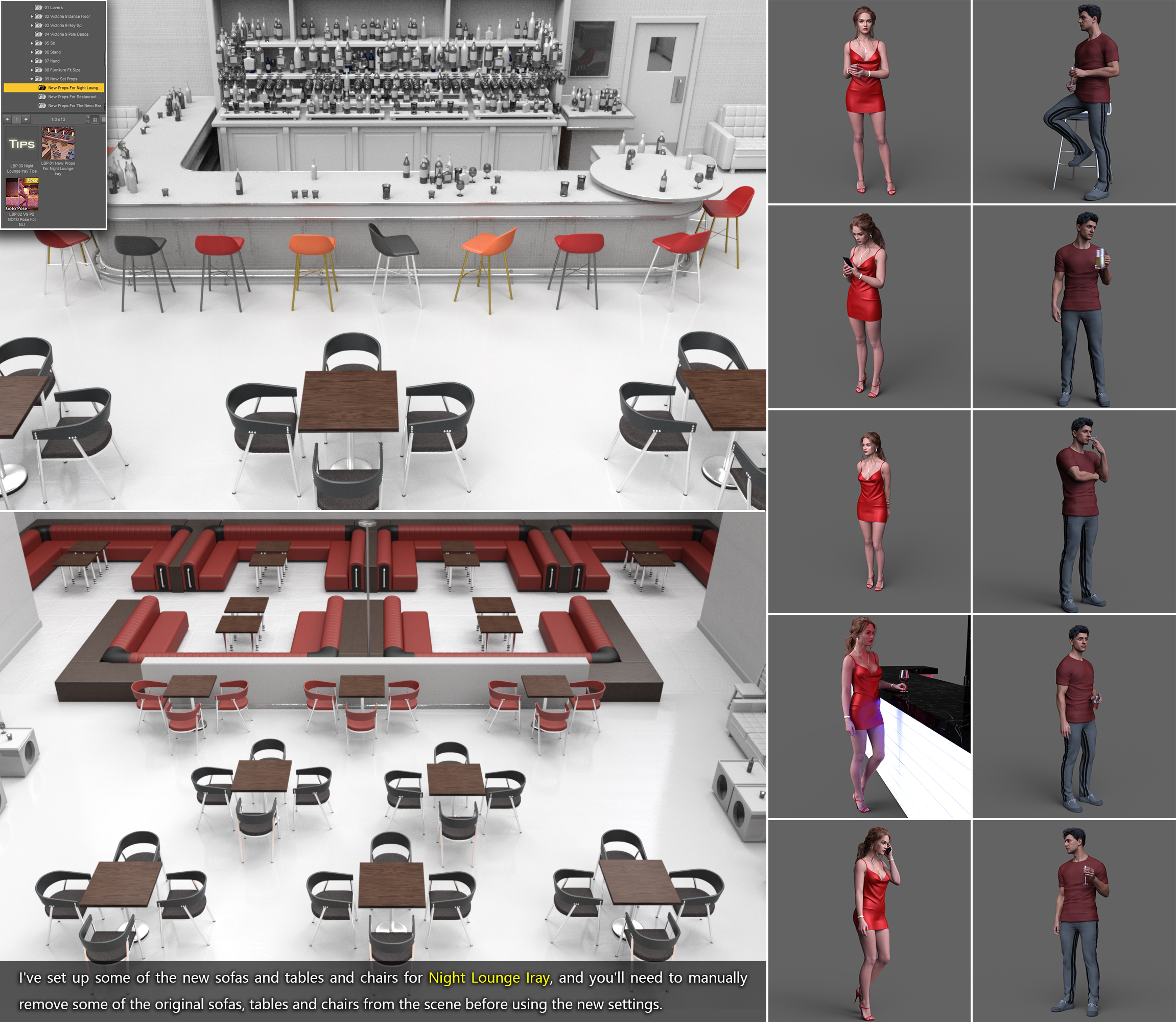 Sit And Stand Poses And Scene Presets For Victoria 9 and Michael 9 | Daz 3D
