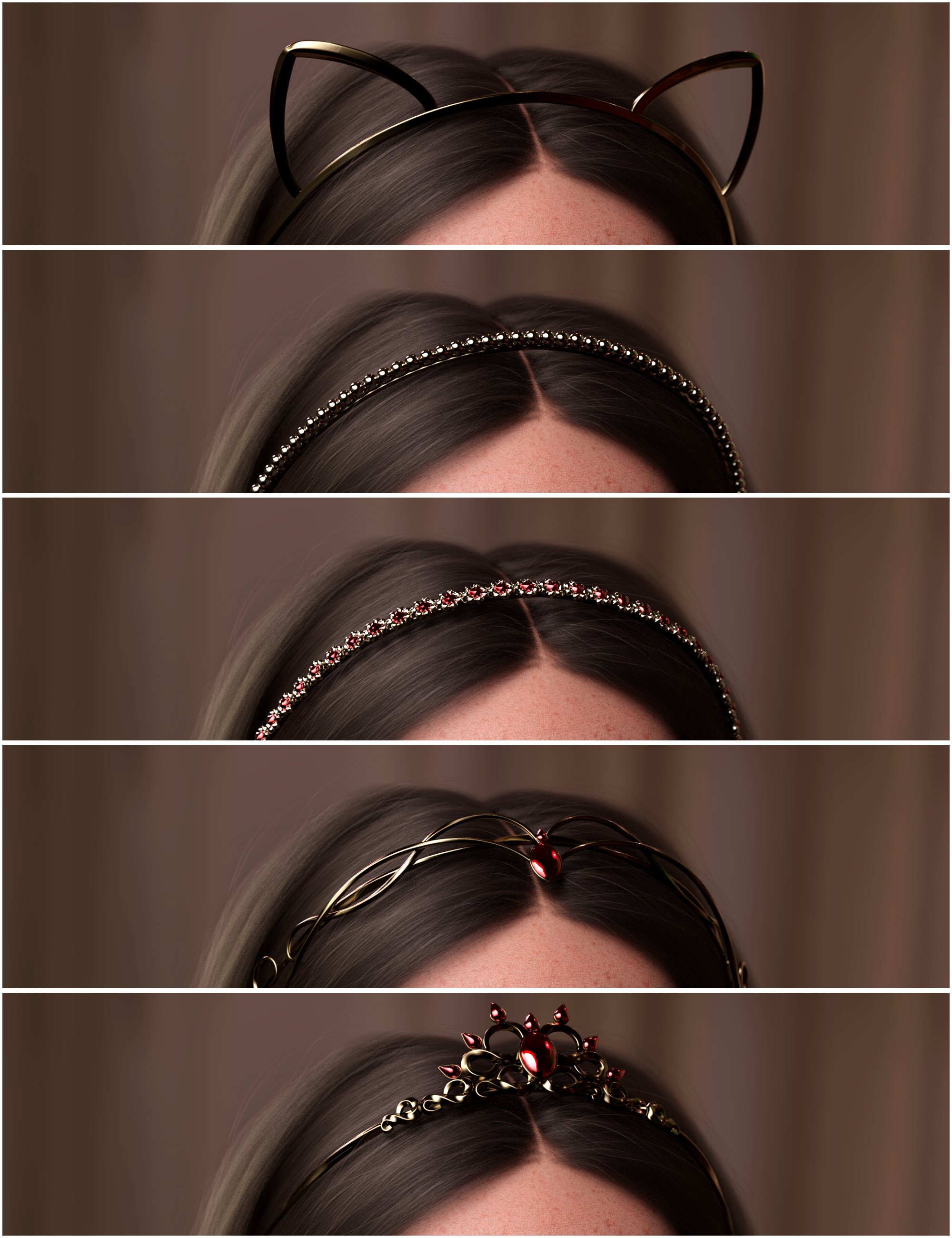 Face Free Long Style and Headbands Bundle for Genesis 9 | Daz 3D